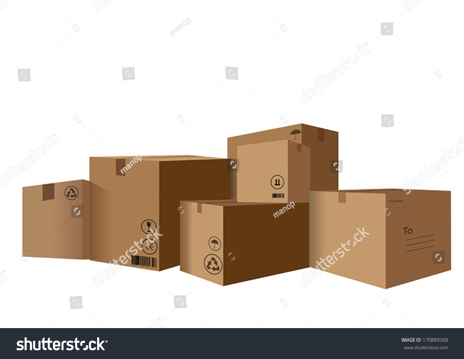 Stack Cardboard Boxes Stock Vector (Royalty Free) 170889368 | Shutterstock