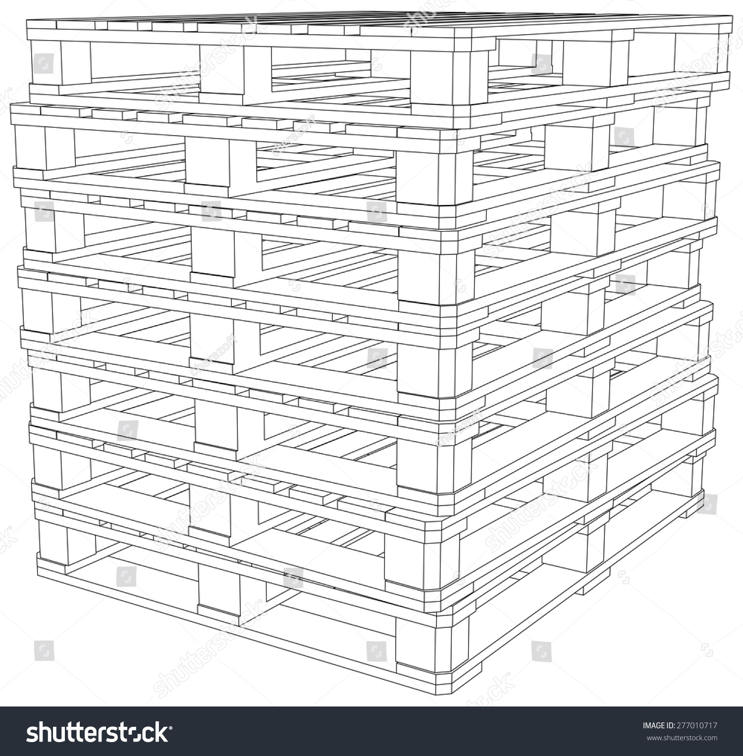Stack Pallets On Isolated White Background Stock Vector (Royalty Free ...
