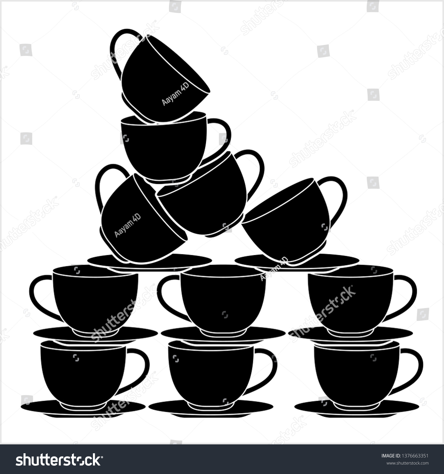 Stack Tea Coffee Cups Icon Cup Stock Vector (Royalty Free) 1376663351 ...