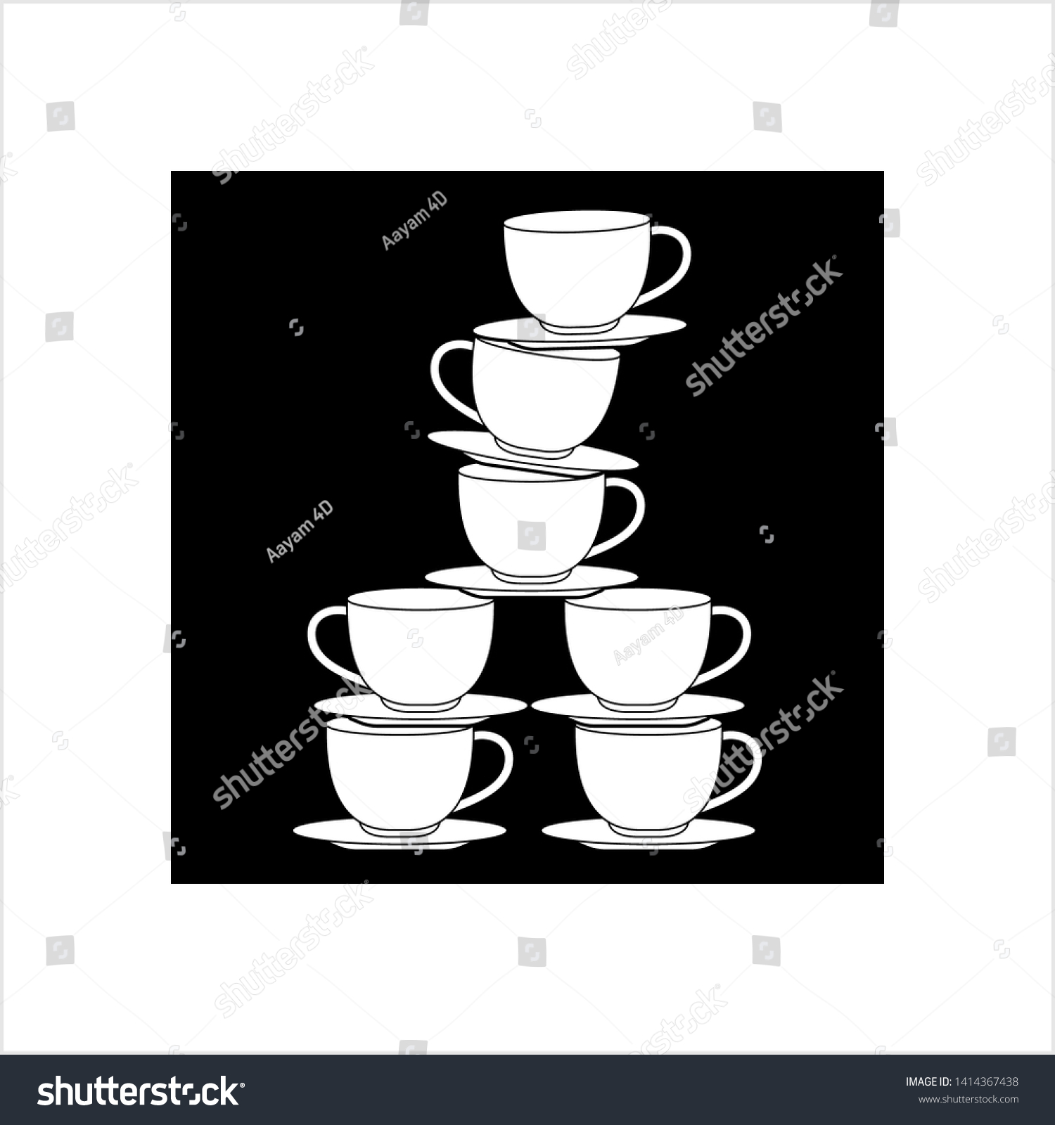 Stack Tea Coffee Cups Icon Cup Stock Vector (Royalty Free) 1414367438 ...
