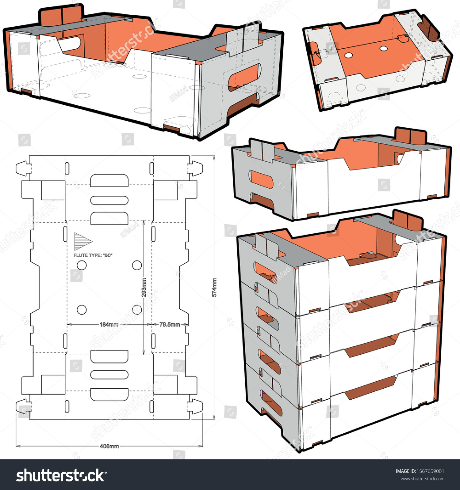 Stackable Retail Double Edge Box Internal Stock Vector (Royalty Free ...