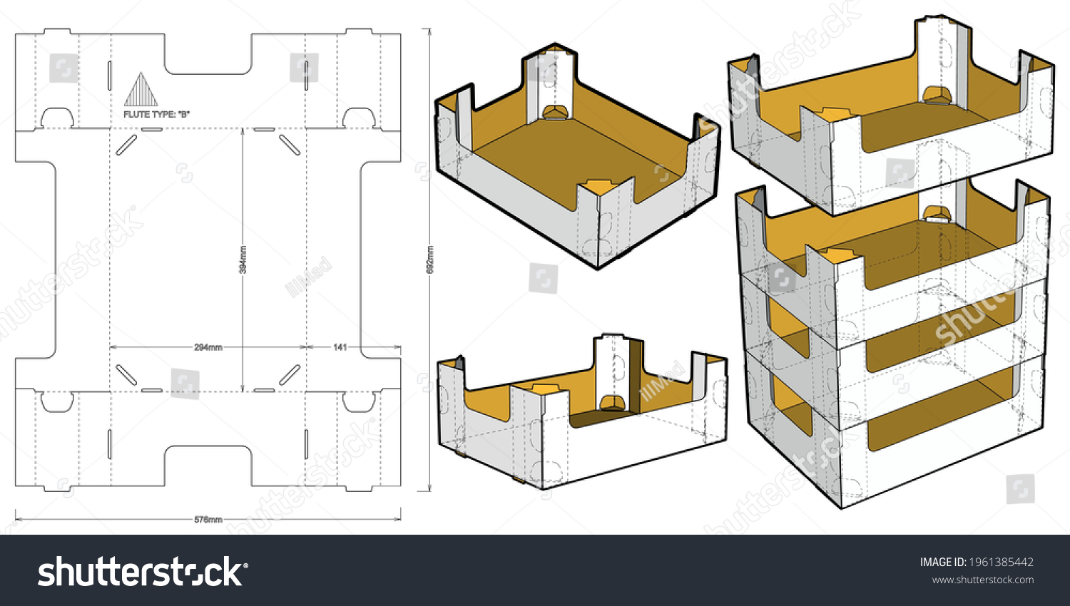 Stackable Retail Double Edge Box Internal Stock Vector (Royalty Free ...