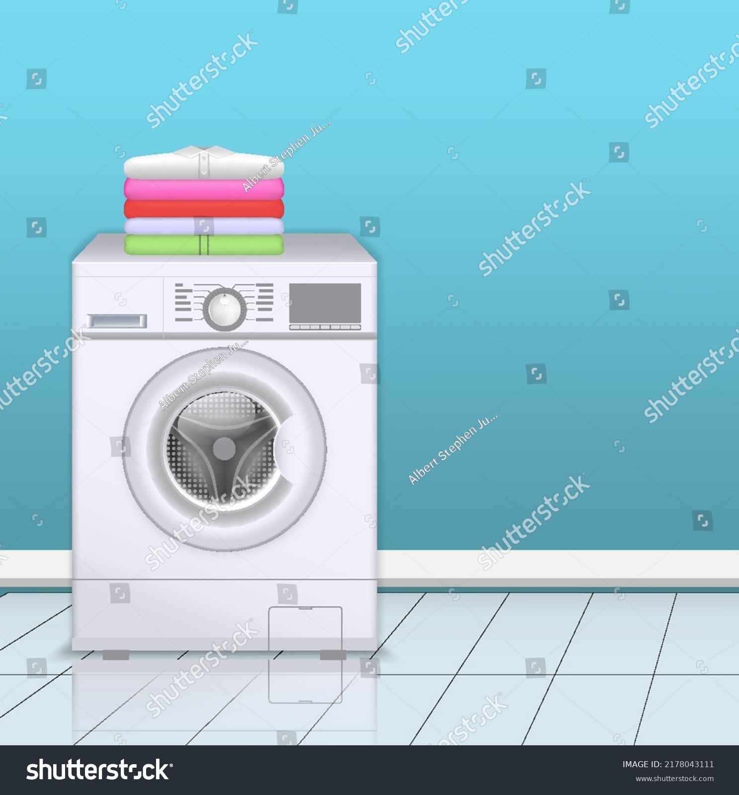 Stacked Clothes Folding On Laundry Washing Stock Vector (Royalty Free ...