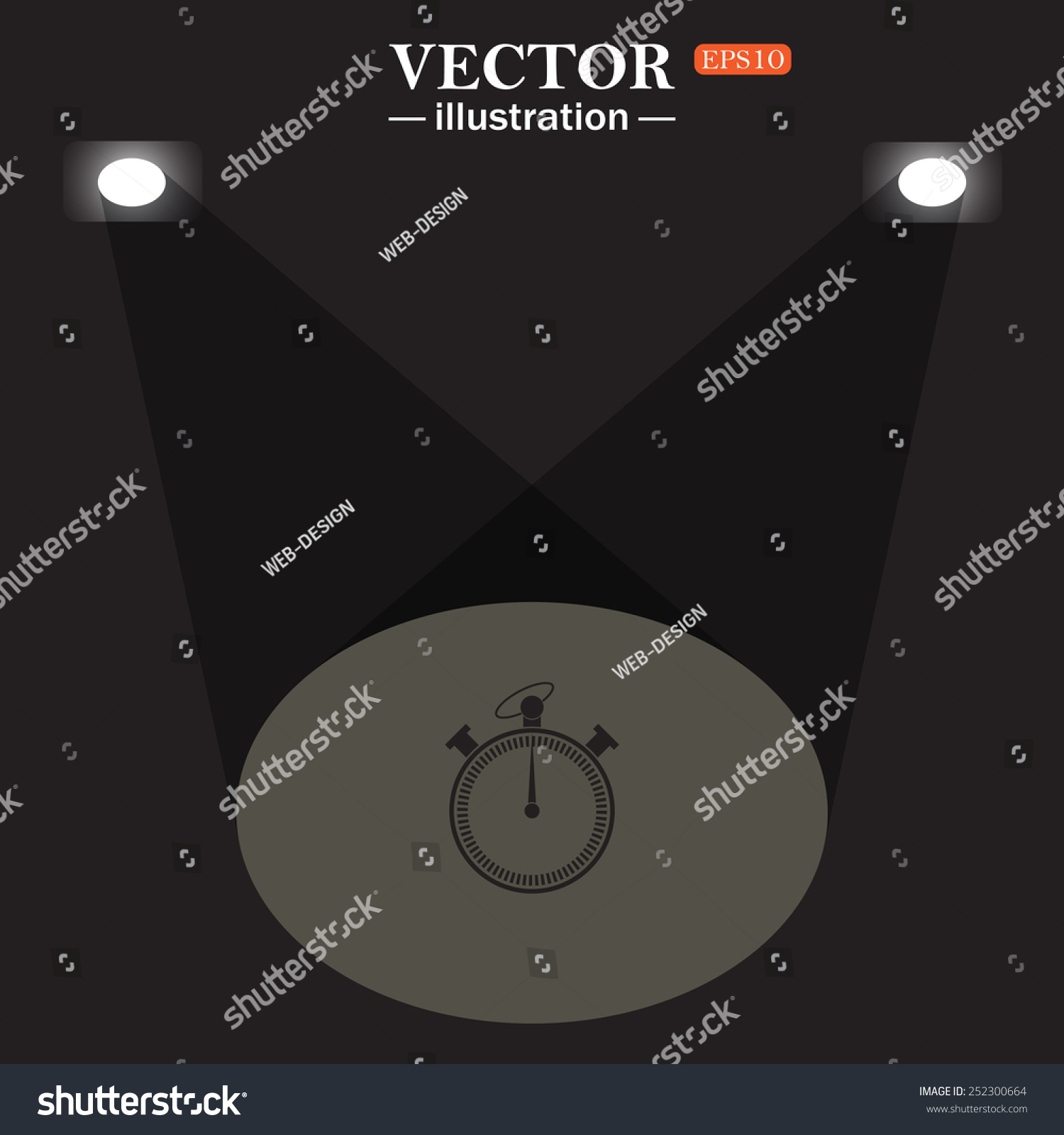 Stage Projector On Black Background Stopwatch Stock Vector (Royalty ...