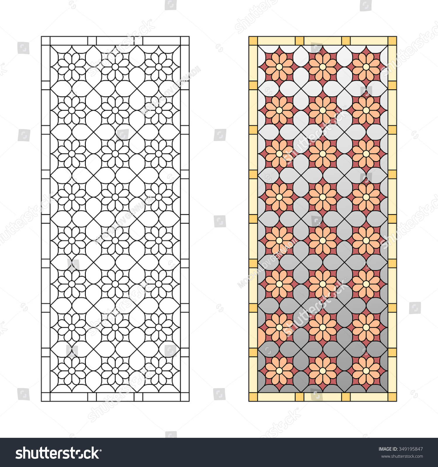 Stained Glass Pattern Geometric Pattern Gothic: เวกเตอร์สต็อก (ปลอดค่า ...