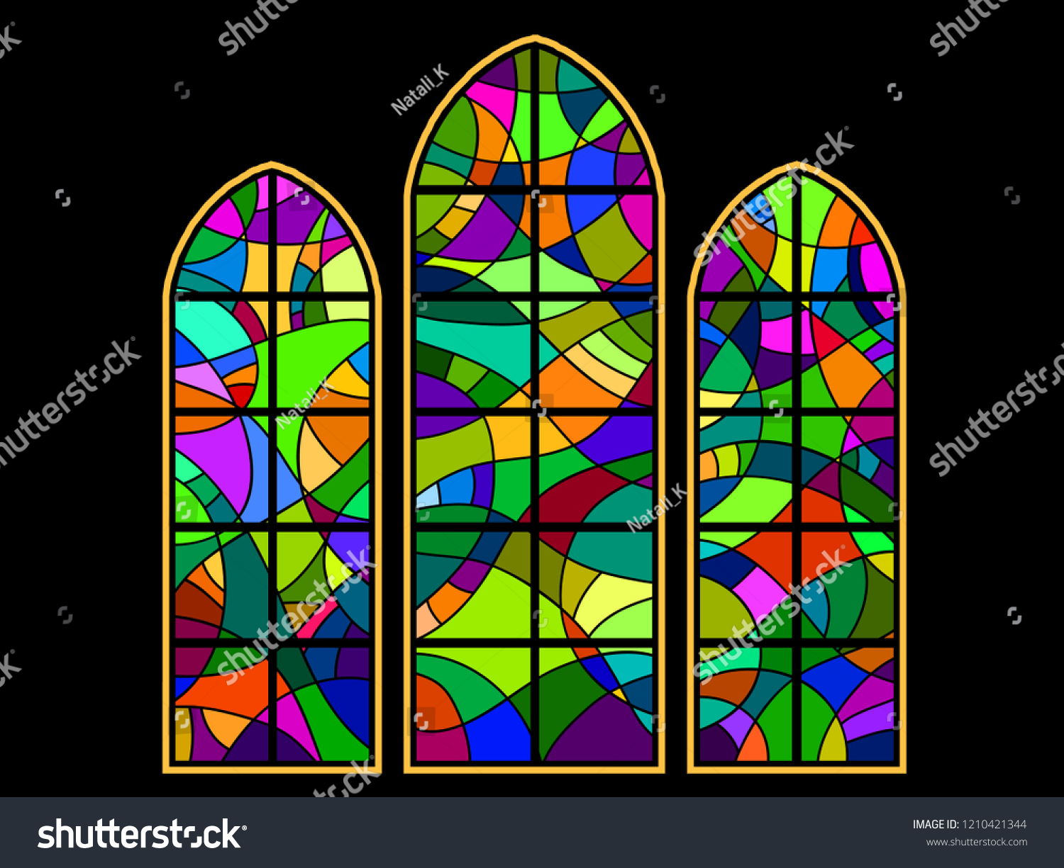 Vektor Stok Stained Glass Window (Tanpa Royalti) 1210421344 | Shutterstock