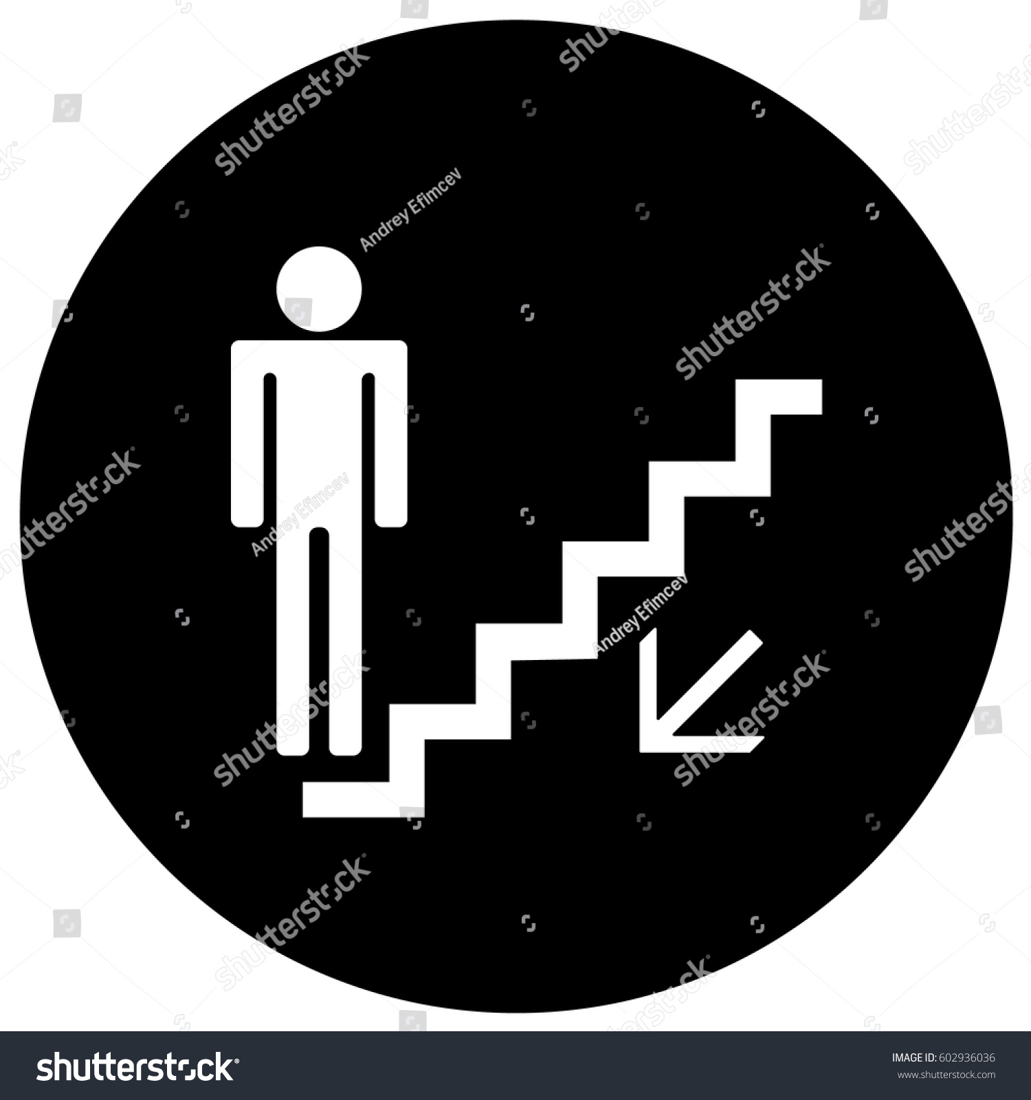 Stairs Down Sign Black Vector Stock Vector (Royalty Free) 602936036