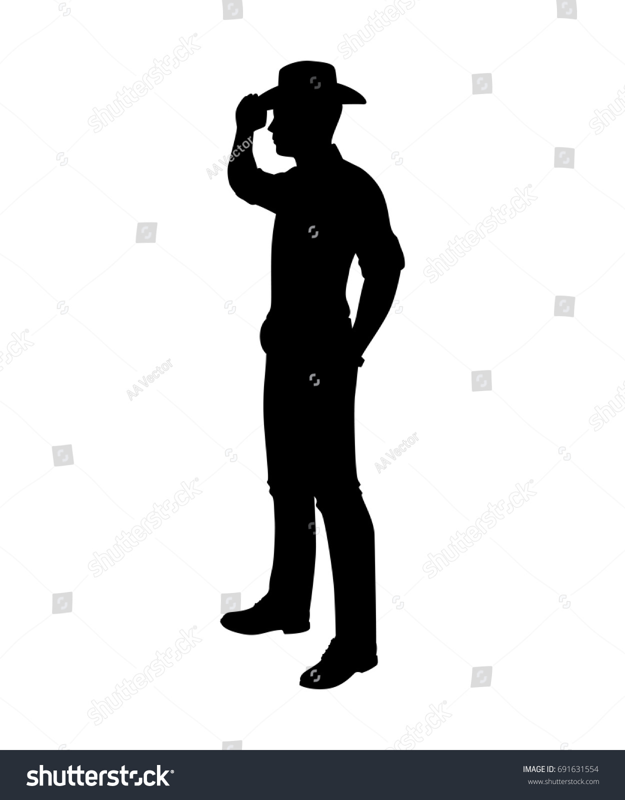 Standing Cowboy Silhouette Vector 스톡 벡터(로열티 프리) 691631554 | Shutterstock