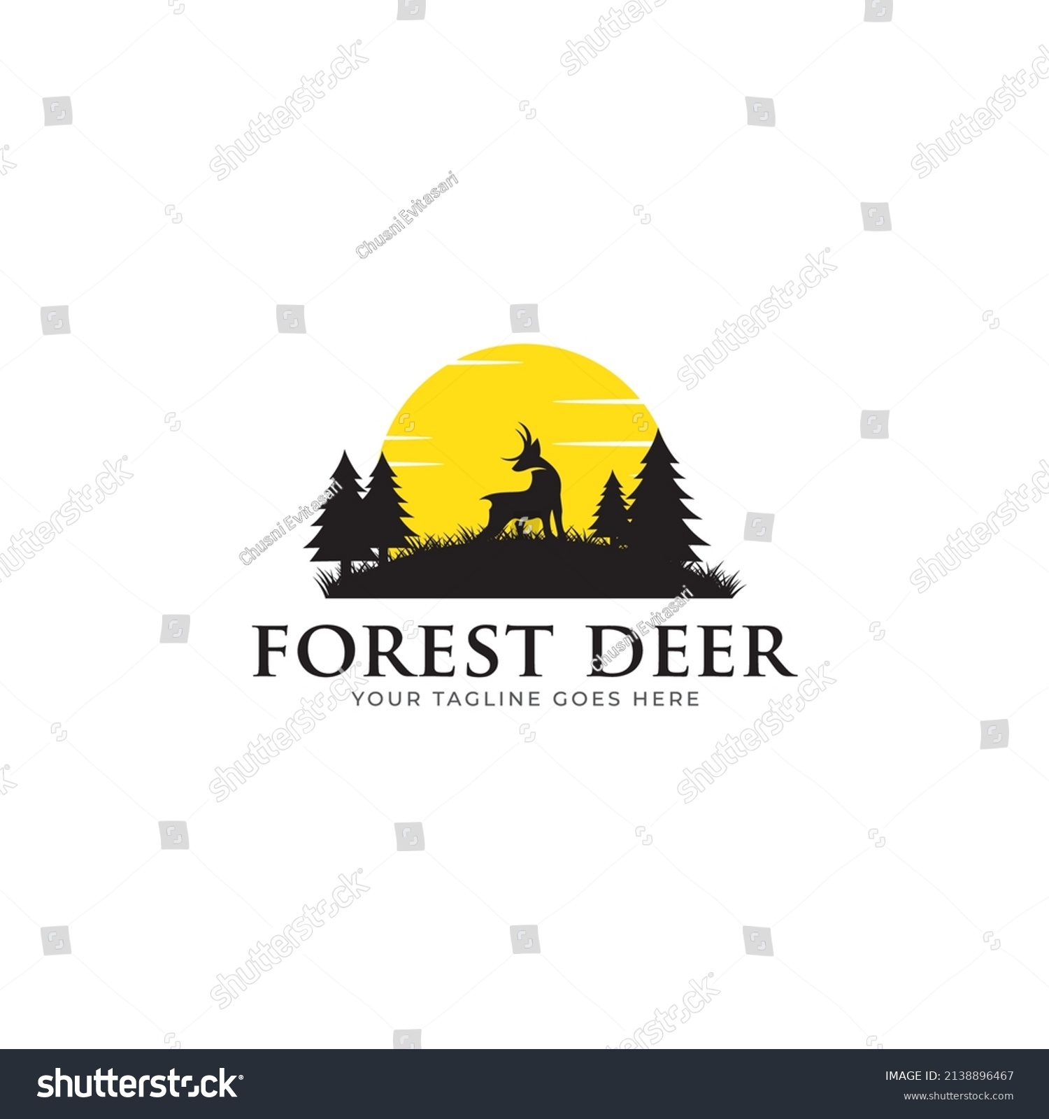 Standing Deer Forest Logo Stock Vector (Royalty Free) 2138896467 ...