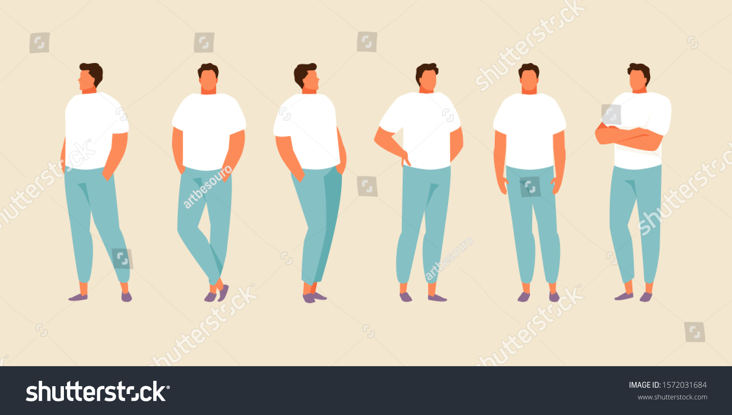 Standing Man Different Positions Vector Set Stock Vector (Royalty Free ...