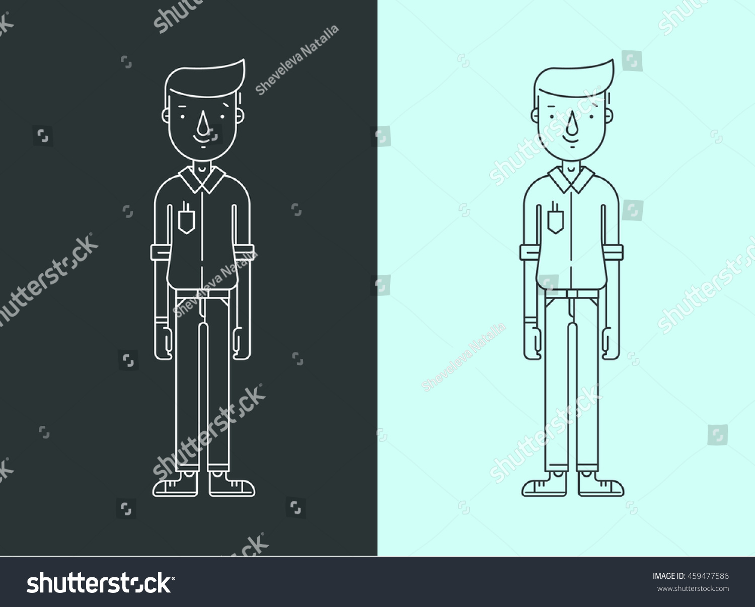 Standing Man Vector Line Illustration Stock Vector (Royalty Free) 459477586