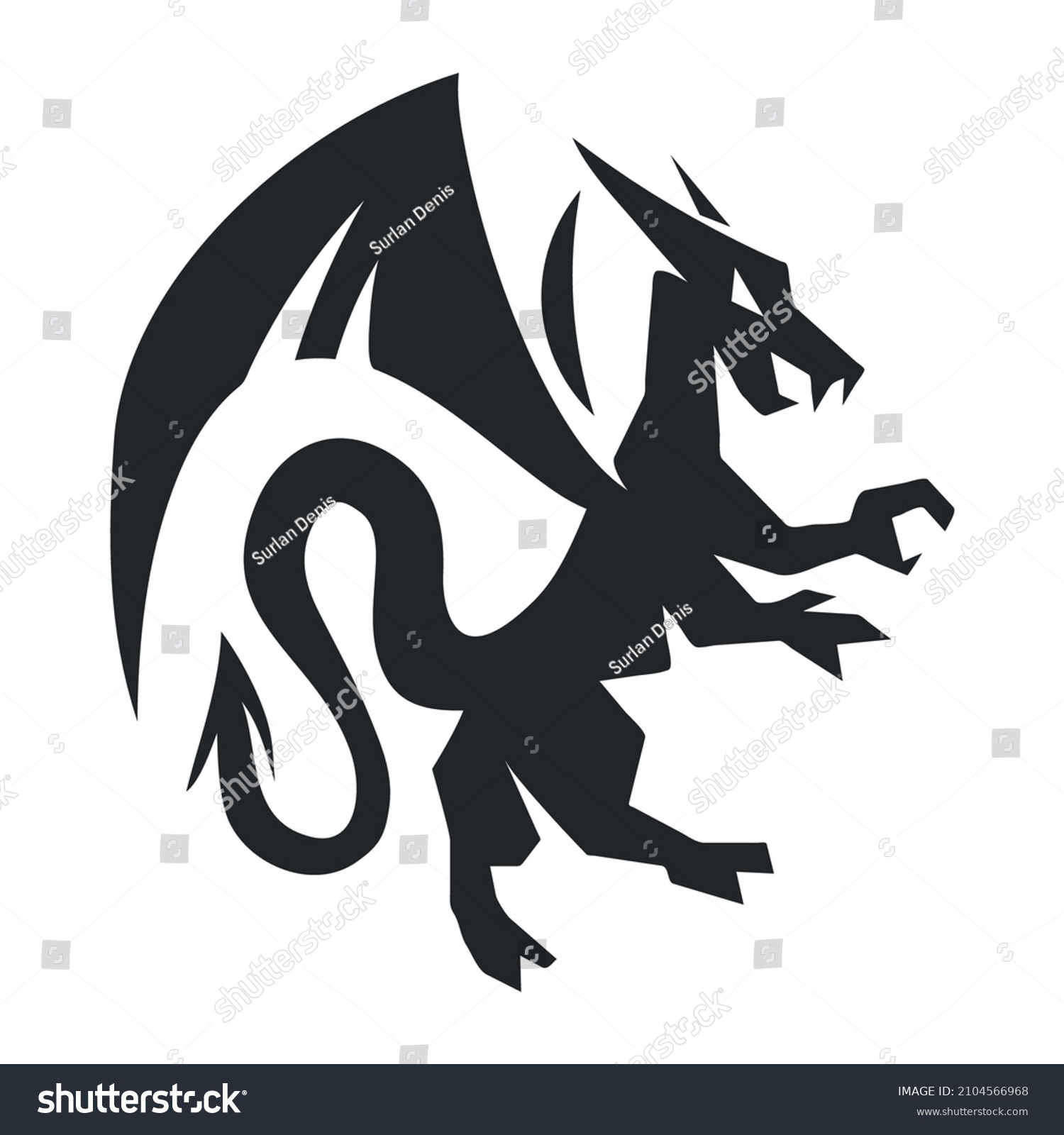 Standing Winged Dragon Vector Graphics Stock Vector (Royalty Free ...