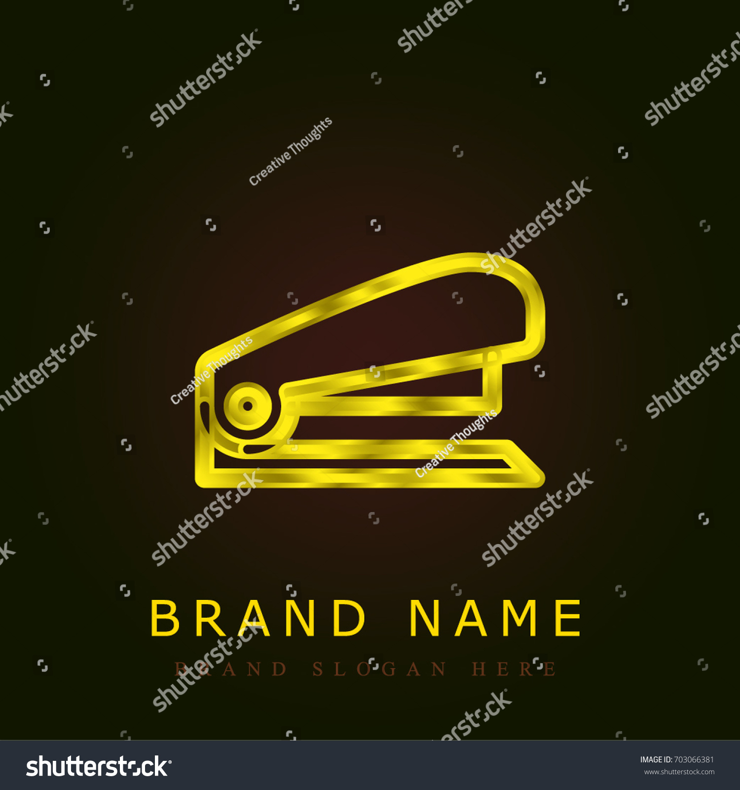 Stapler Golden Metallic Logo Stock Vector (Royalty Free) 703066381 ...
