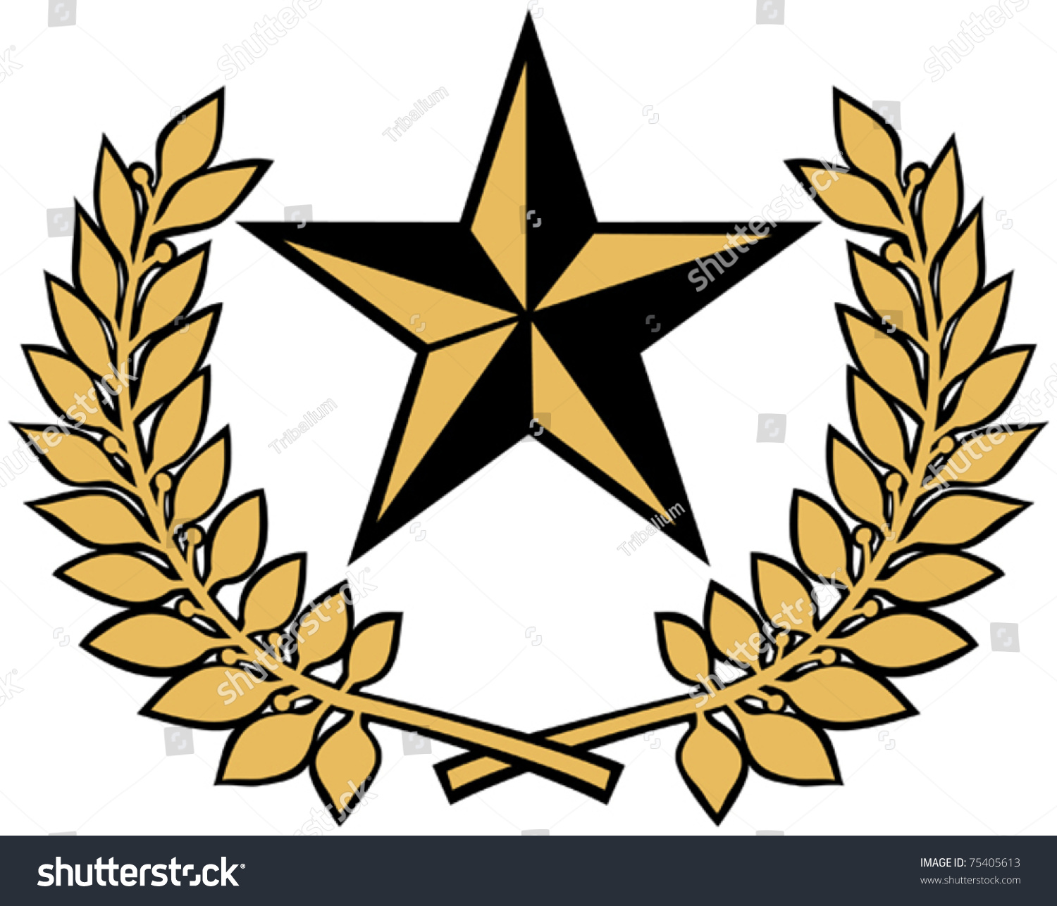 Star Laurel Wreath Stock Vector (Royalty Free) 75405613 - Shutterstock