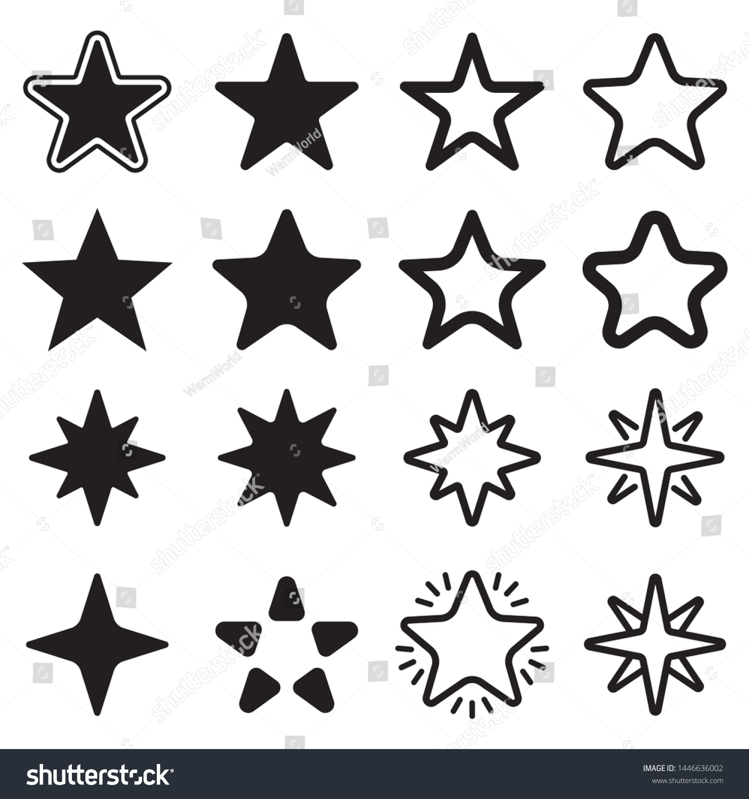 Star Collection Different Stars Set Vector Stock Vector (Royalty Free ...