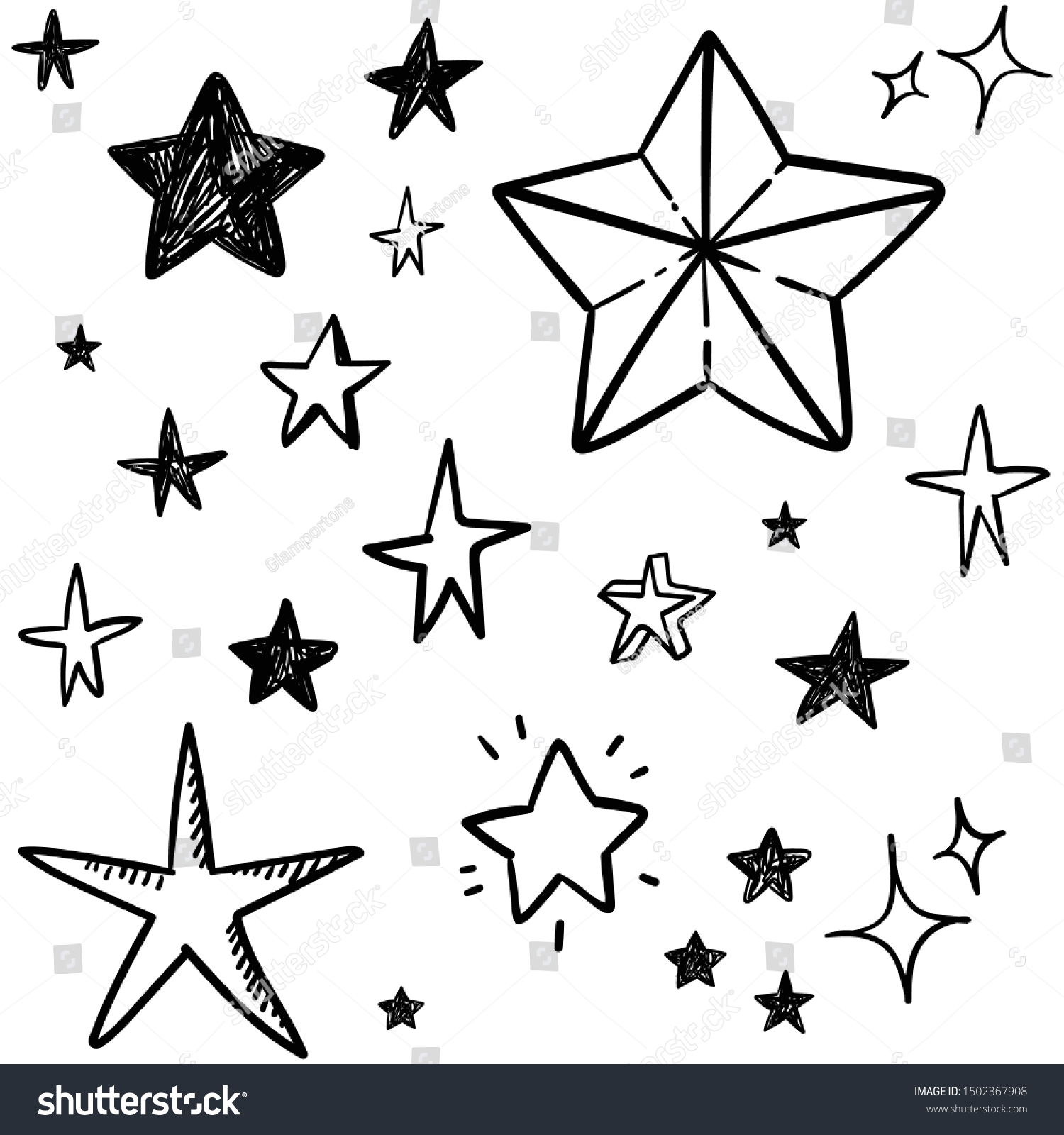 Star Doodles Seamless Pattern Stars Background Stock Vector (Royalty ...