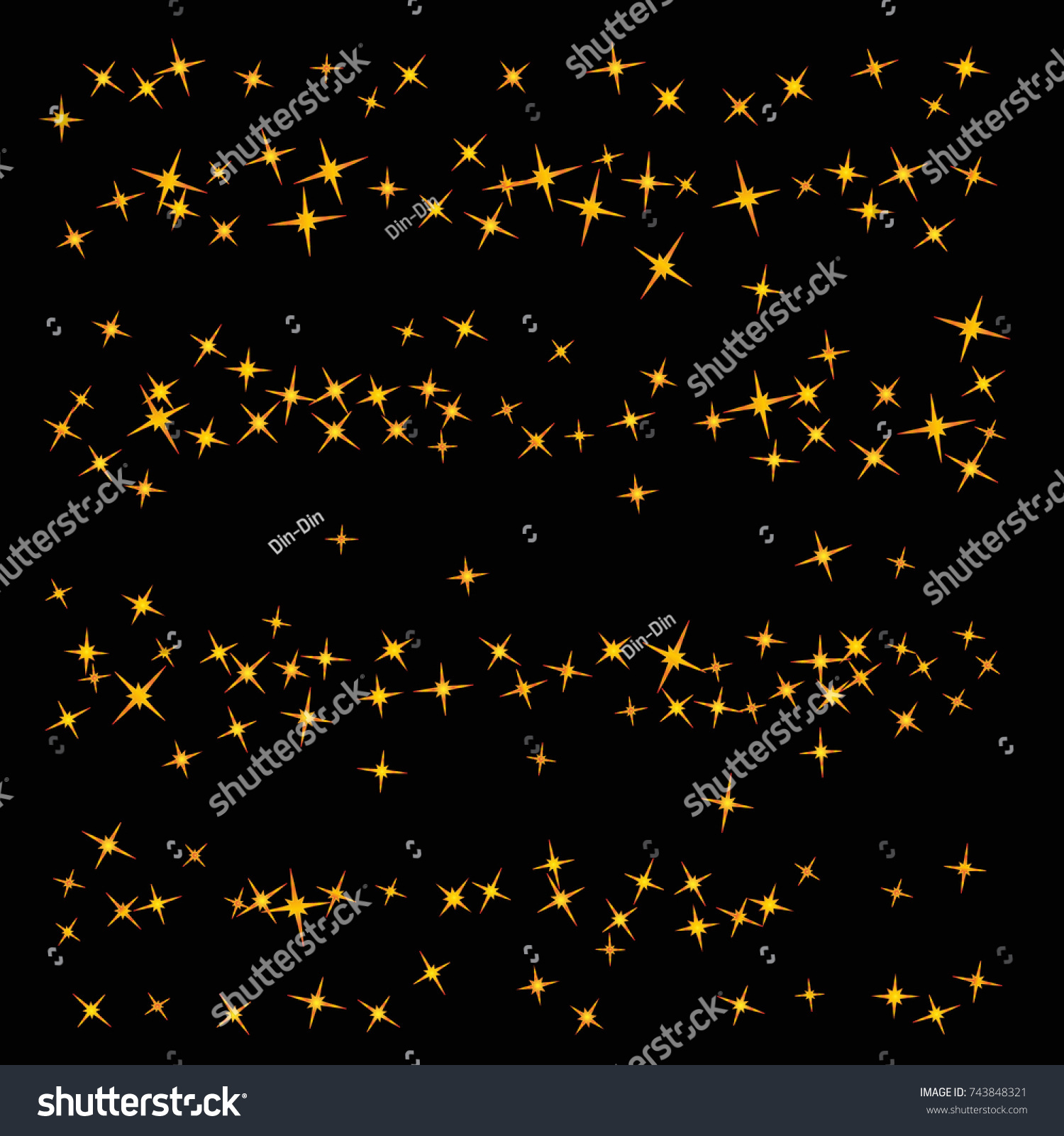 Star Falling Print Gold Yellow Starry Stock Vector (Royalty Free) 743848321