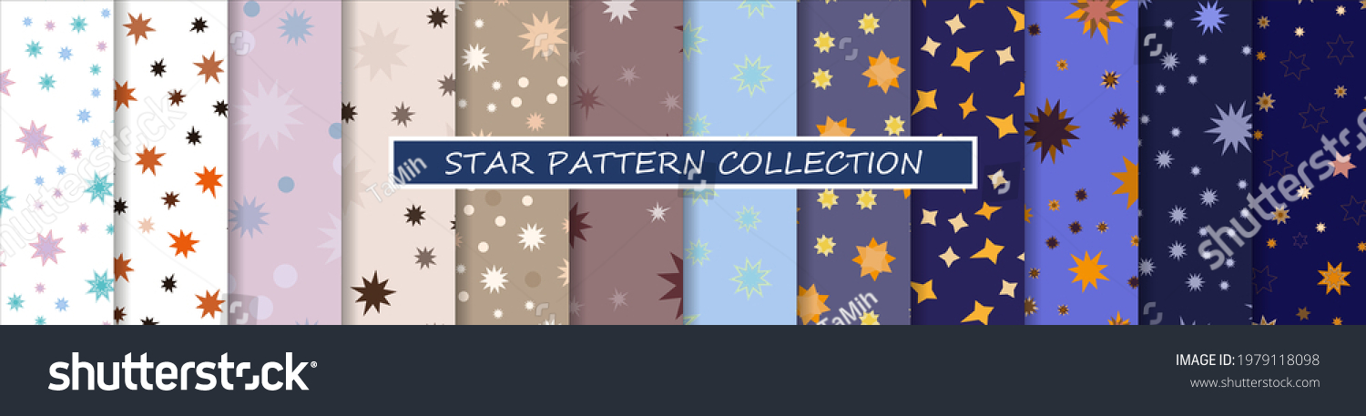 Star Pattern Set 12 Seamless Repeating Stock Vector (Royalty Free ...