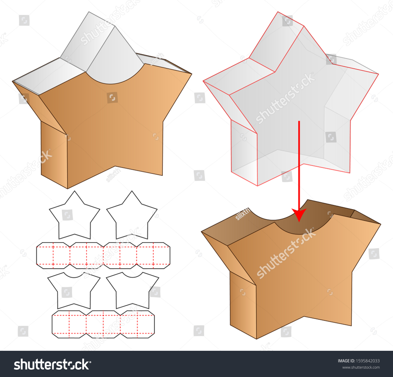 Star Shape Box Packaging Die Cut Stock Vector (Royalty Free) 1595842033