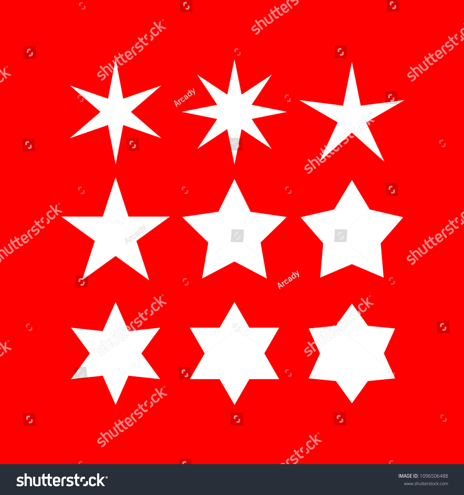 Star Vector Shape Set Isolated On Stock Vector (Royalty Free) 1096506488
