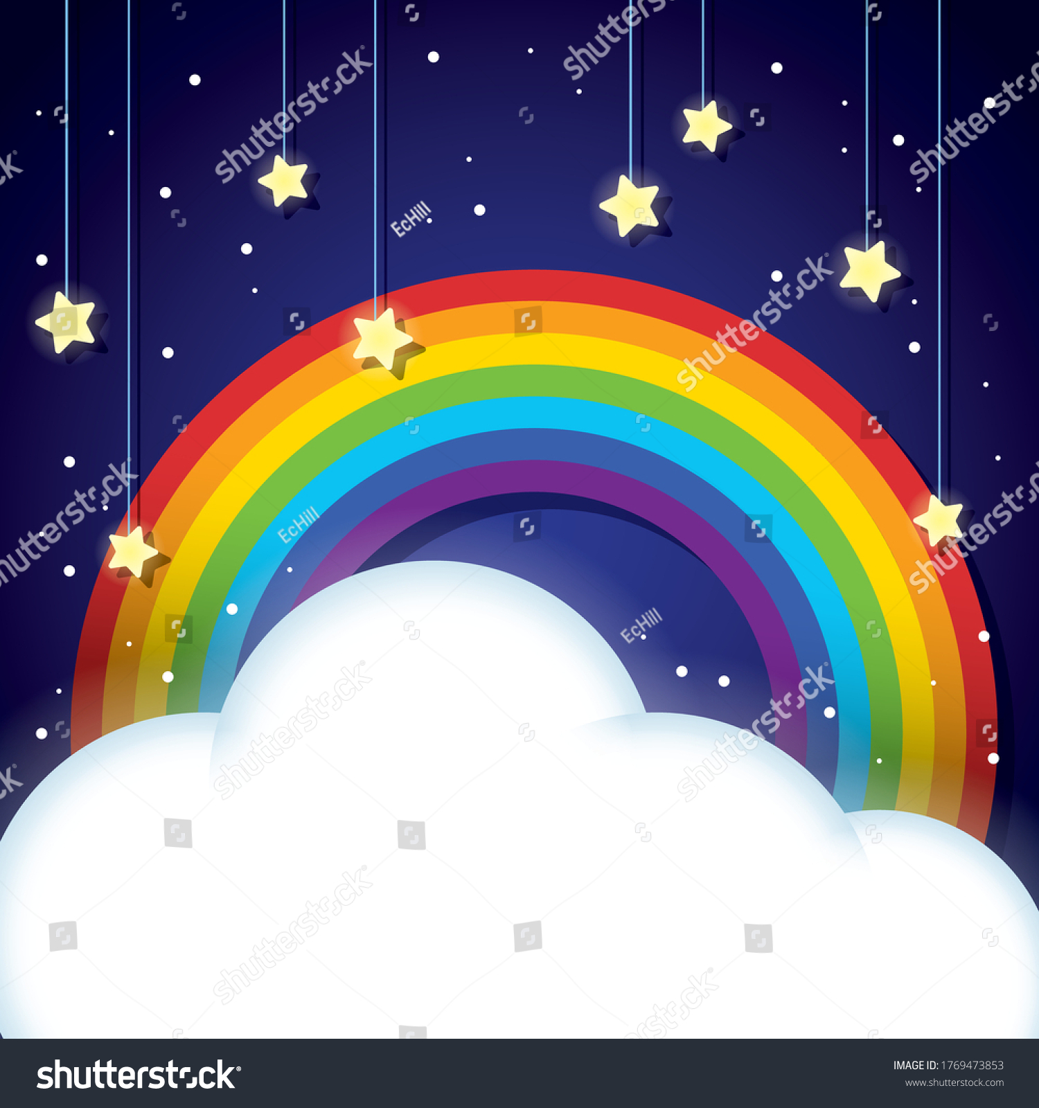 Starry Night Rainbow Vector Illustration Stock Vector (Royalty Free ...