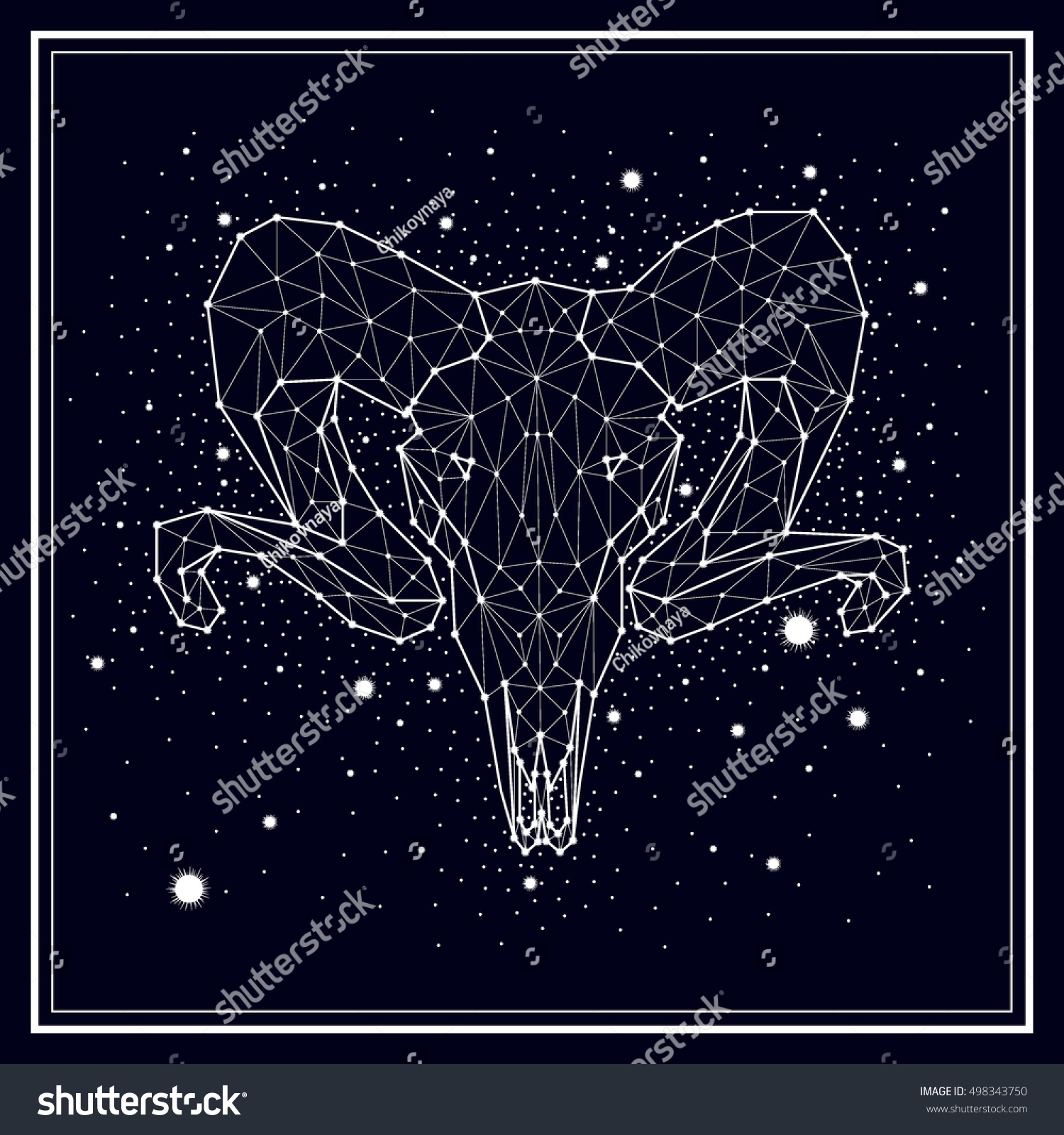 Starry Sky Constellation Sheep Skull Stock Vector 498343750 - Shutterstock