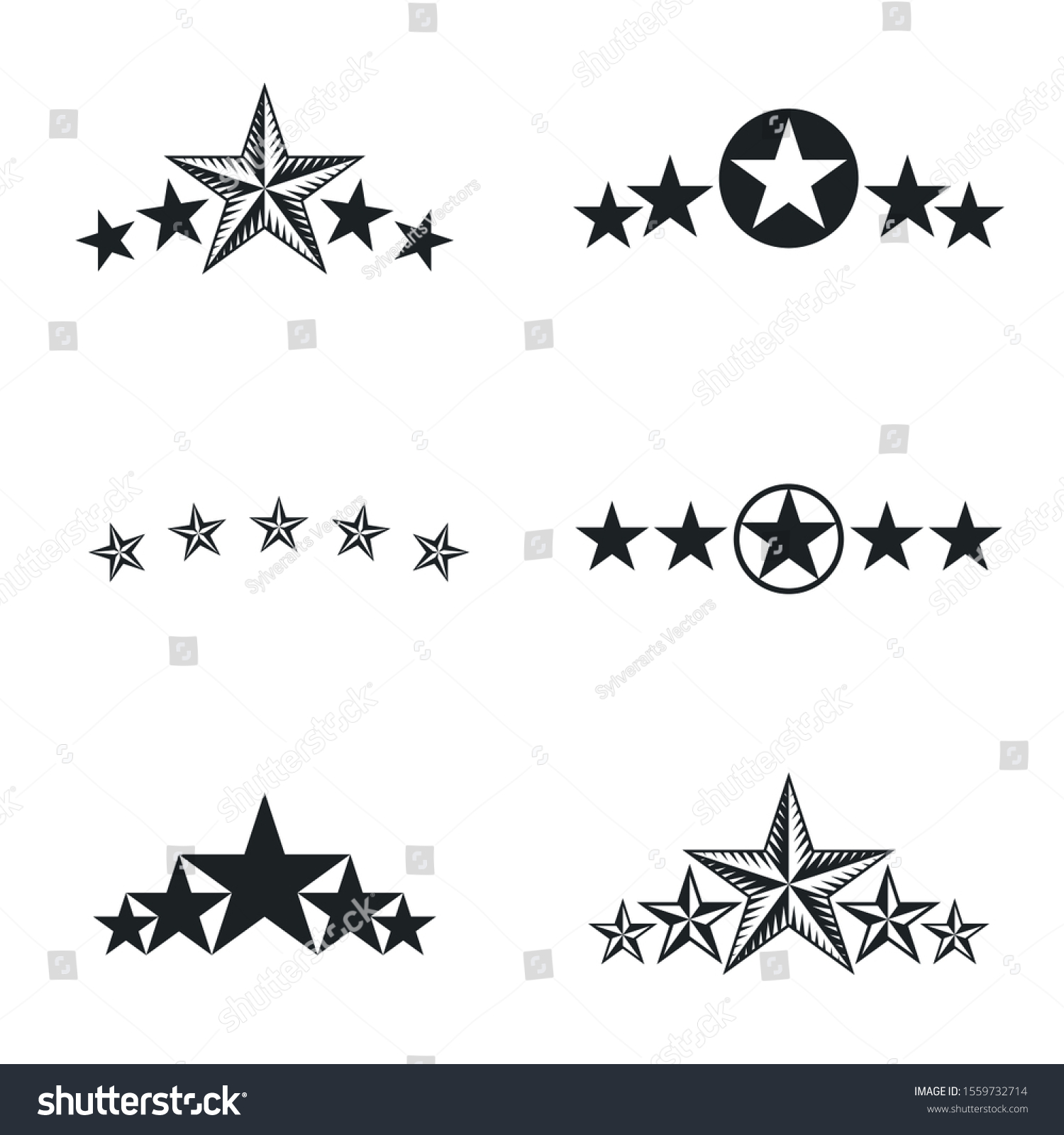 Stars Ancient Emblems Elements Set Heraldic Stock Vector (Royalty Free ...