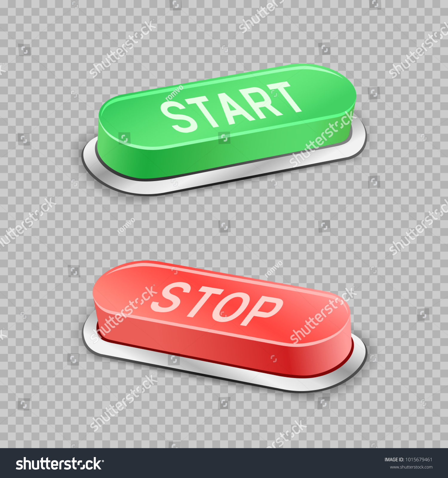 Vektor Stok Start Stop Large Buttons Shadow On (Tanpa Royalti ...
