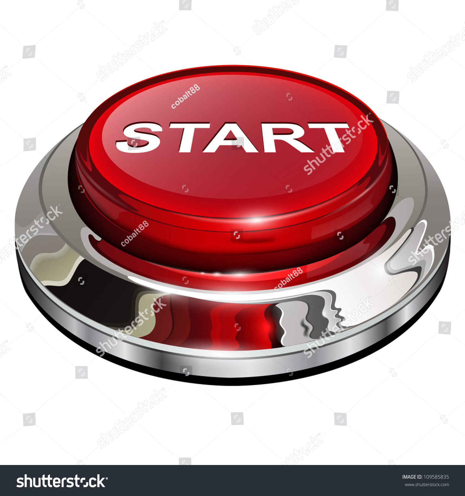 Botón de inicio, icono metálico 3d: vector de stock (libre de regalías ...