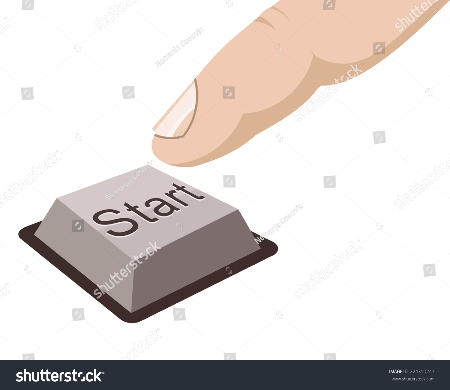 Start Button Index Finger Keyboard Button Stock Vector (Royalty Free ...