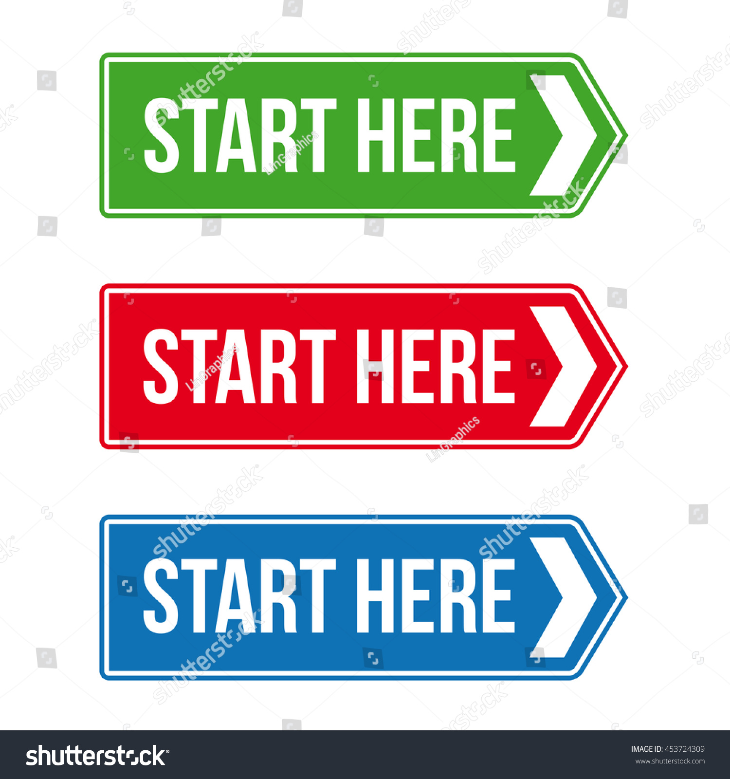 Start Here Road Sign Vector Set Stock Vector (Royalty Free) 453724309 ...