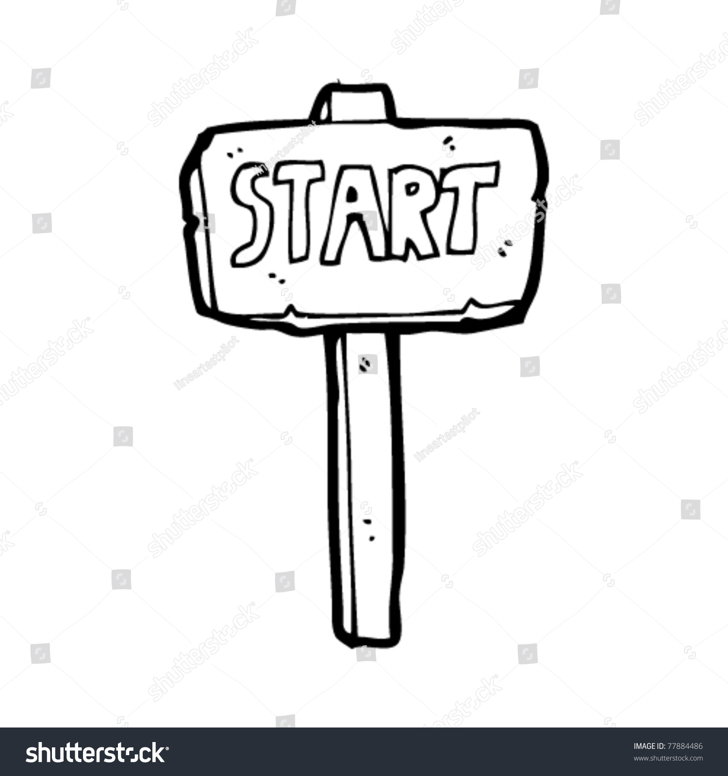 Start Signpost Cartoon Stock Vector Illustration 77884486 : Shutterstock