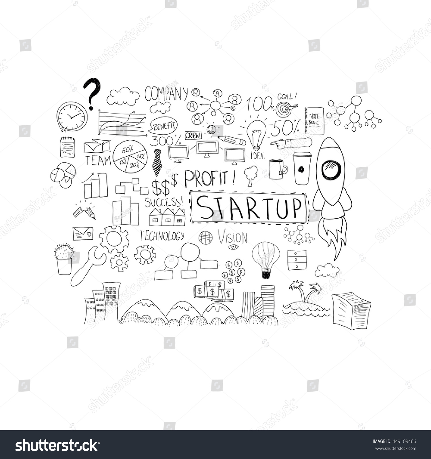 Start Planning Vector Isolated Doodles Stock Vector (Royalty Free ...
