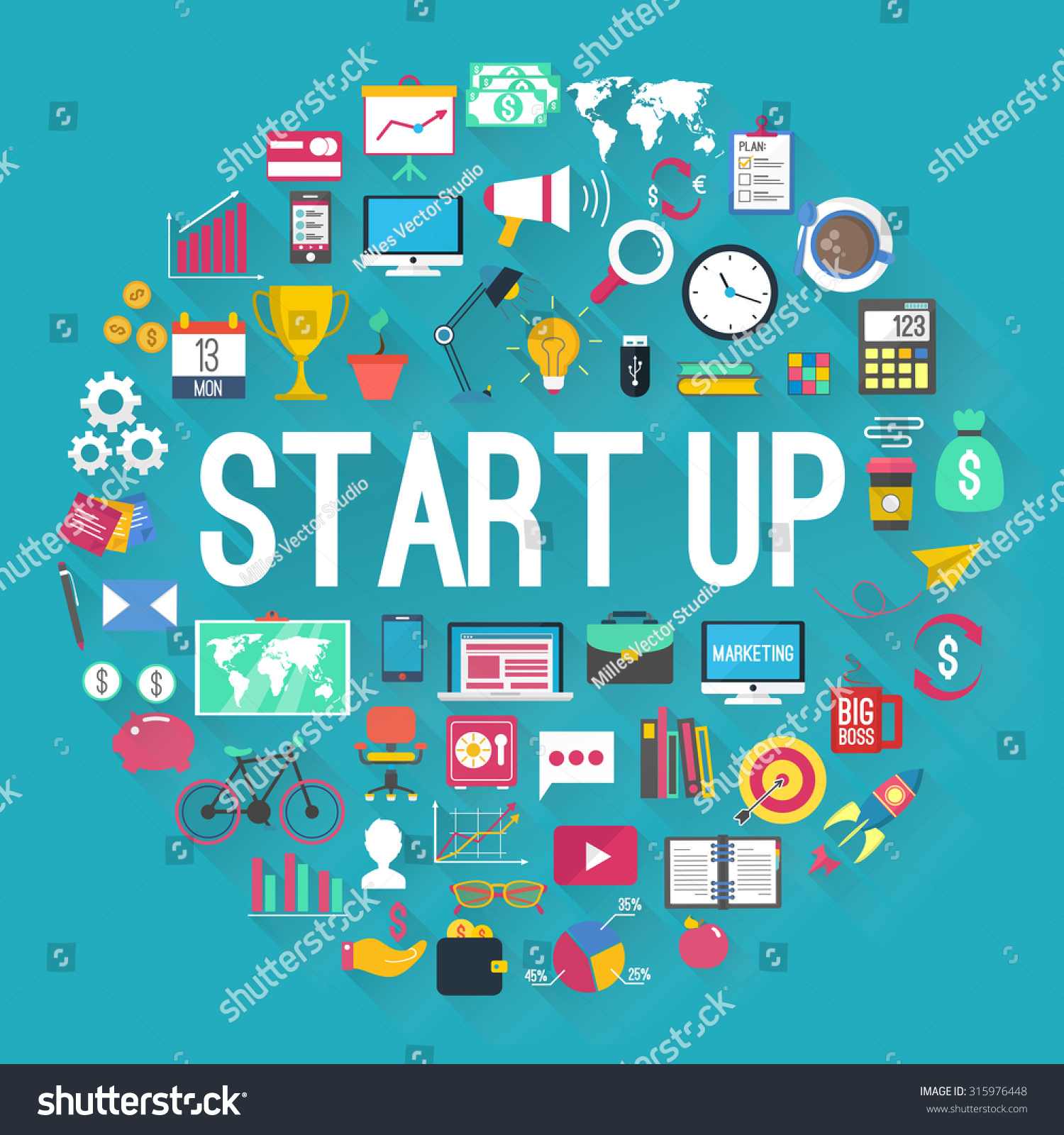Startup Background Icon Set Vector Illustration Stock Vector 315976448 ...