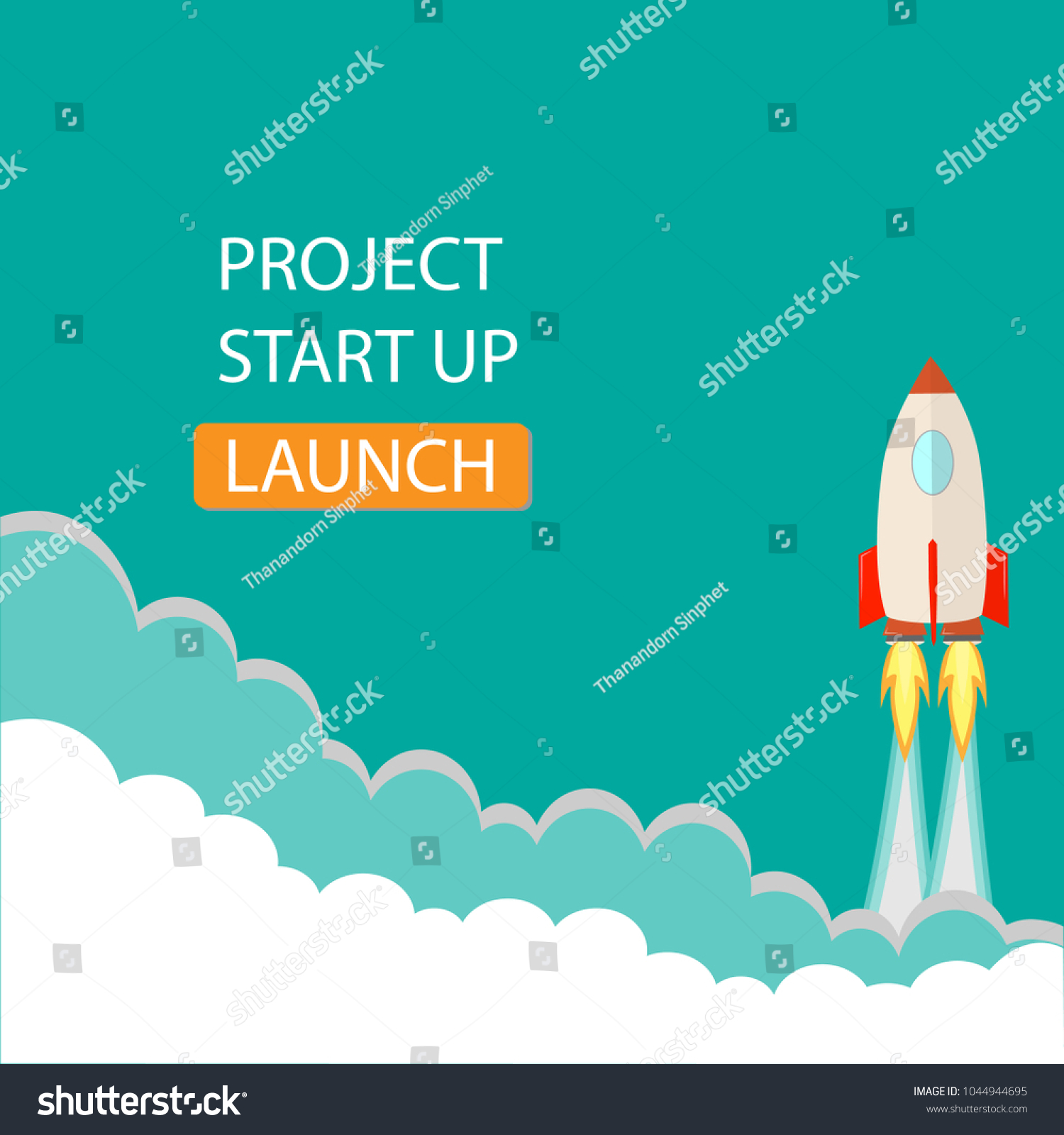 Startup Flat Design Rocket Launch Smoke Stock Vector (Royalty Free ...