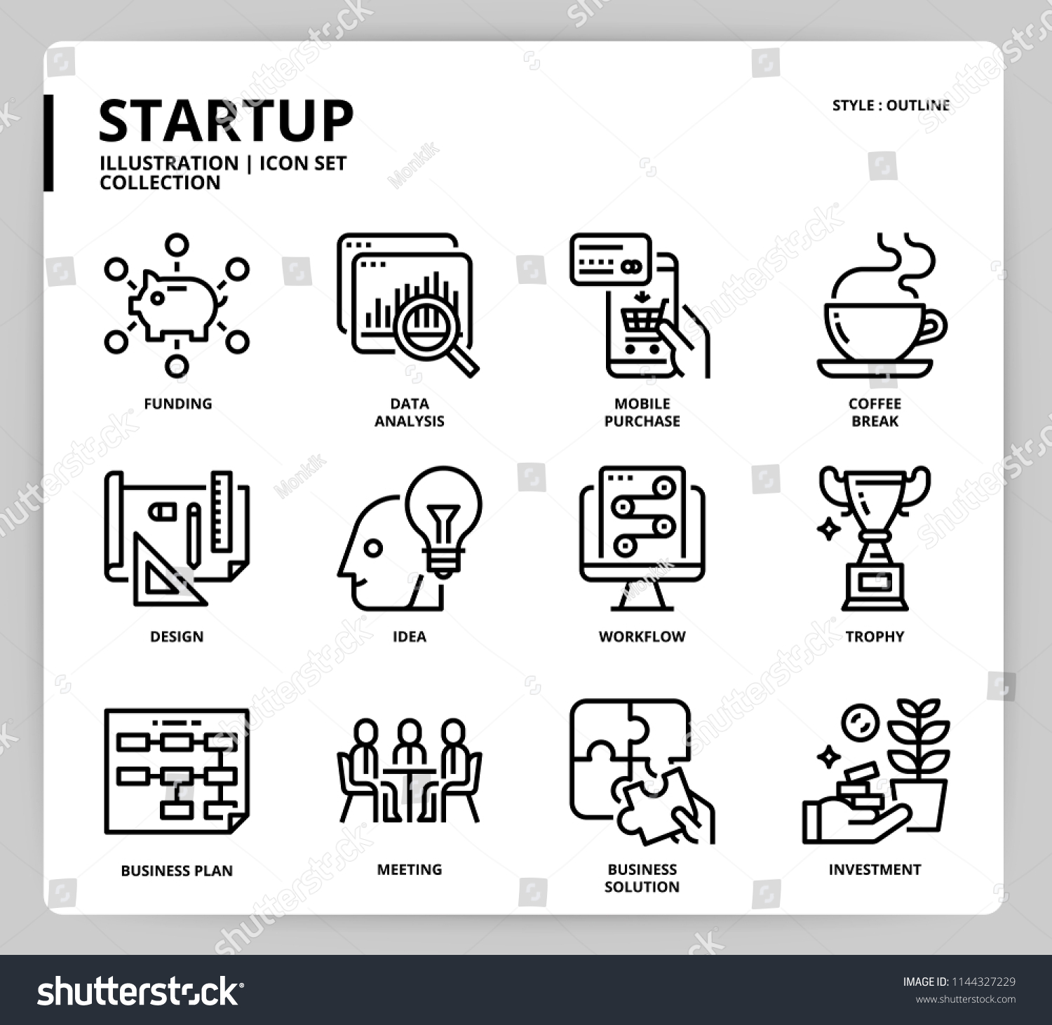 Startup Icon Set: เวกเตอร์สต็อก (ปลอดค่าลิขสิทธิ์) 1144327229 ...