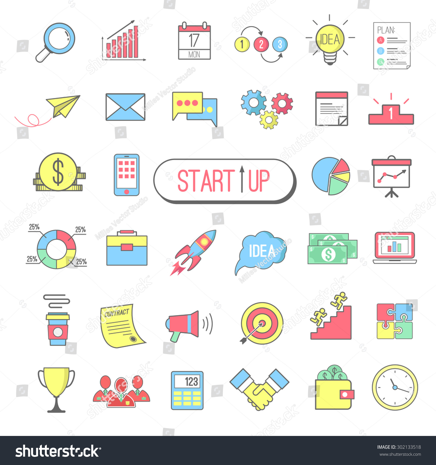 Startup Icon Set Vector Illustration Stock Vector (Royalty Free) 302133518