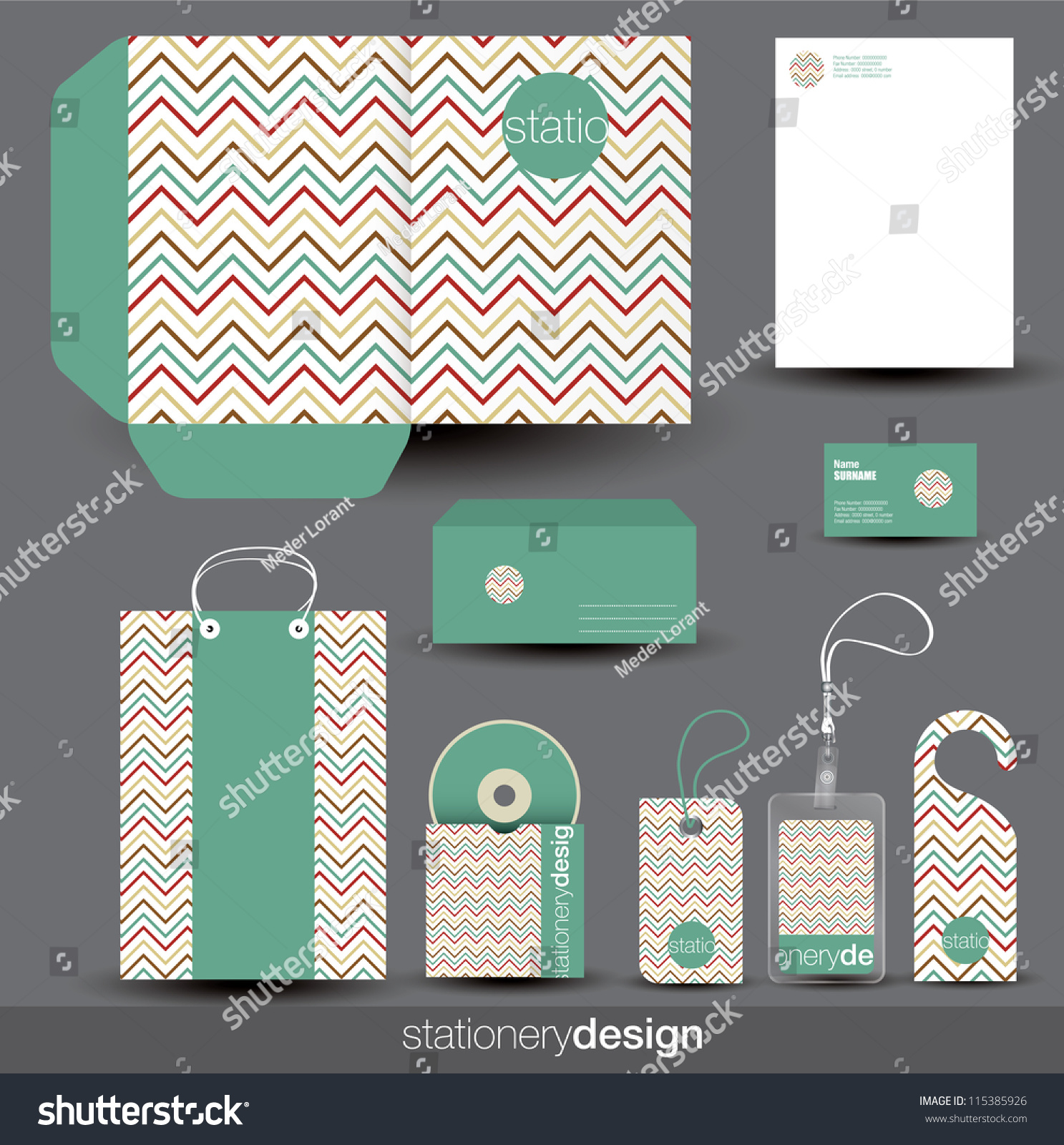 Stationery Design Set Editable Vector Format Stock Vector (Royalty Free ...