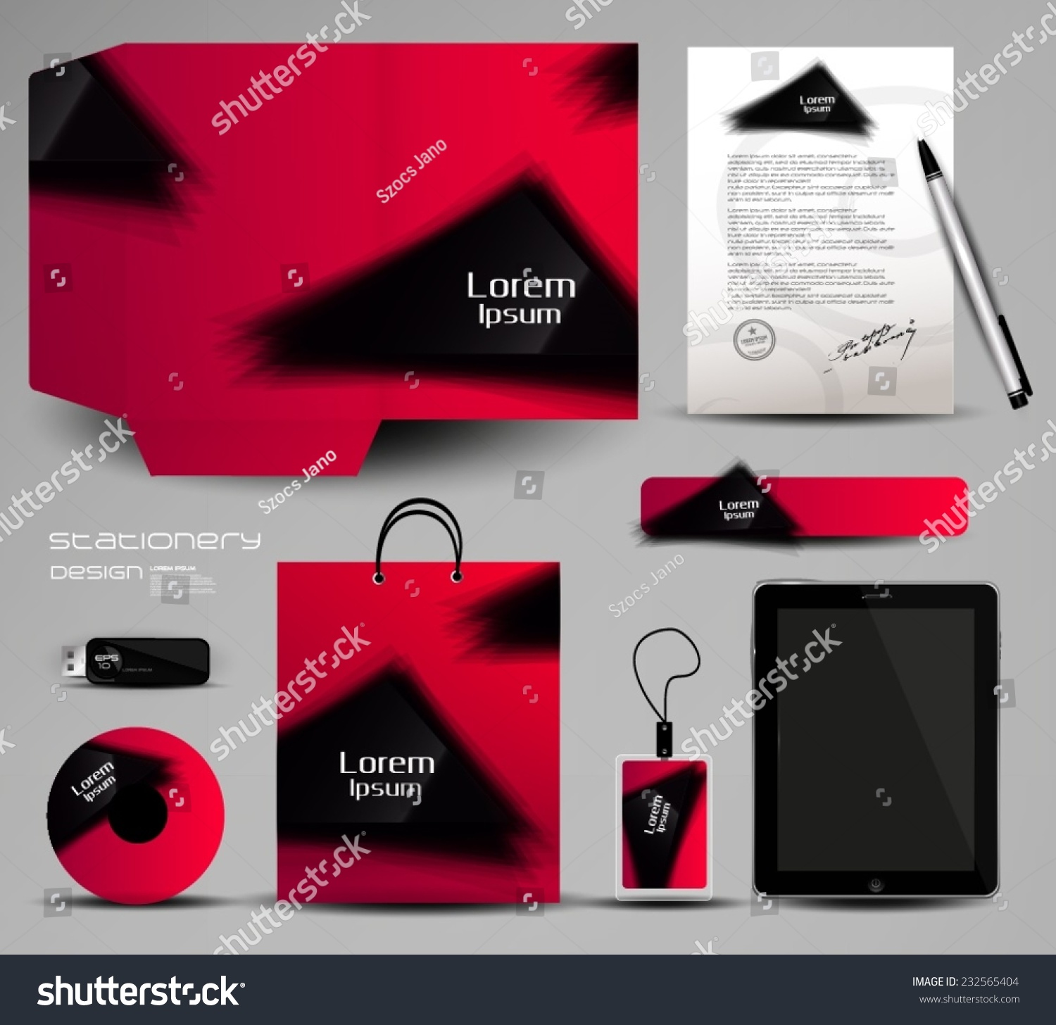 Stationery Set Design Geometric Vector Stock Vector 232565404 ...