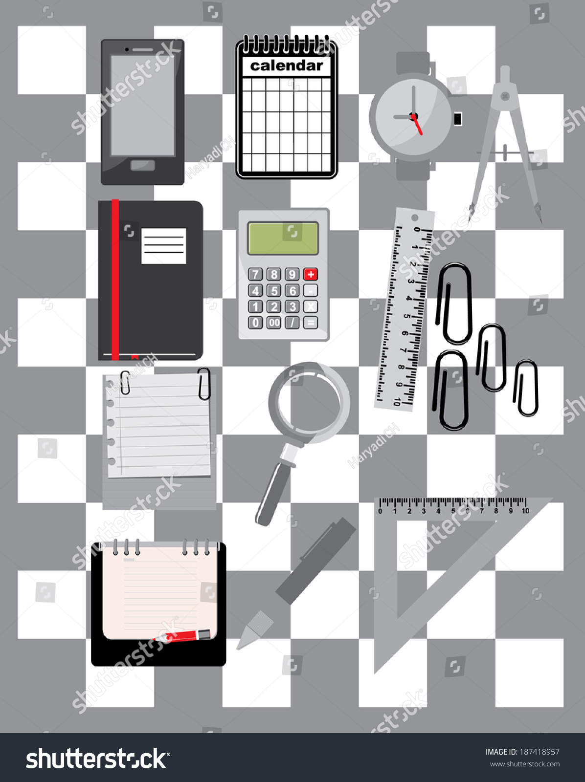 Stationery Set Vector Stock Vector (Royalty Free) 187418957 | Shutterstock