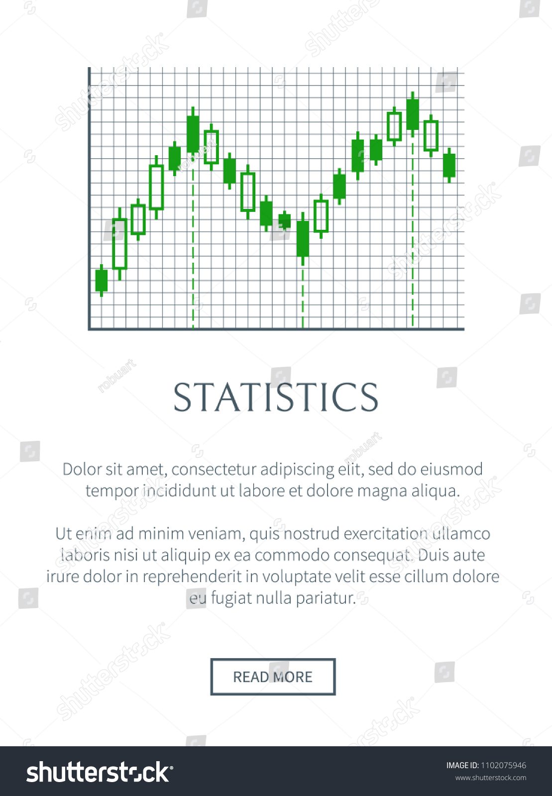 Statistics Card Green Chart Isolated On: vector de stock (libre de ...