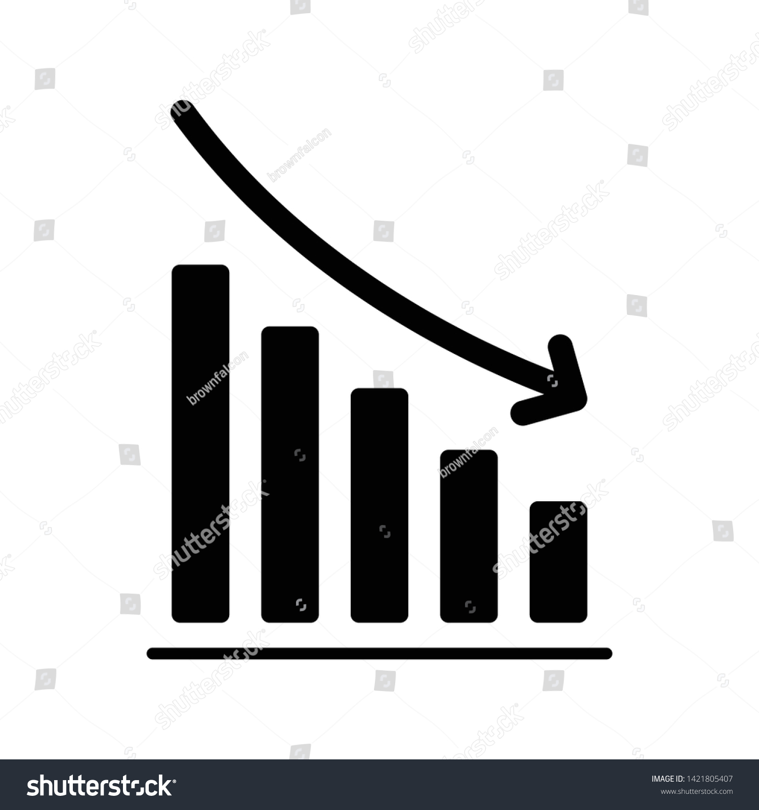 Statistics Down Icon Flat Vector Illustration Stock Vector (Royalty ...