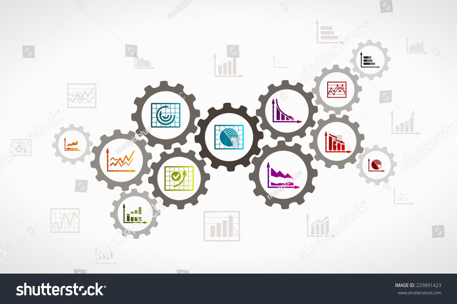 Statistics Icon Set Chart Sheet Concept: vetor stock (livre de direitos ...