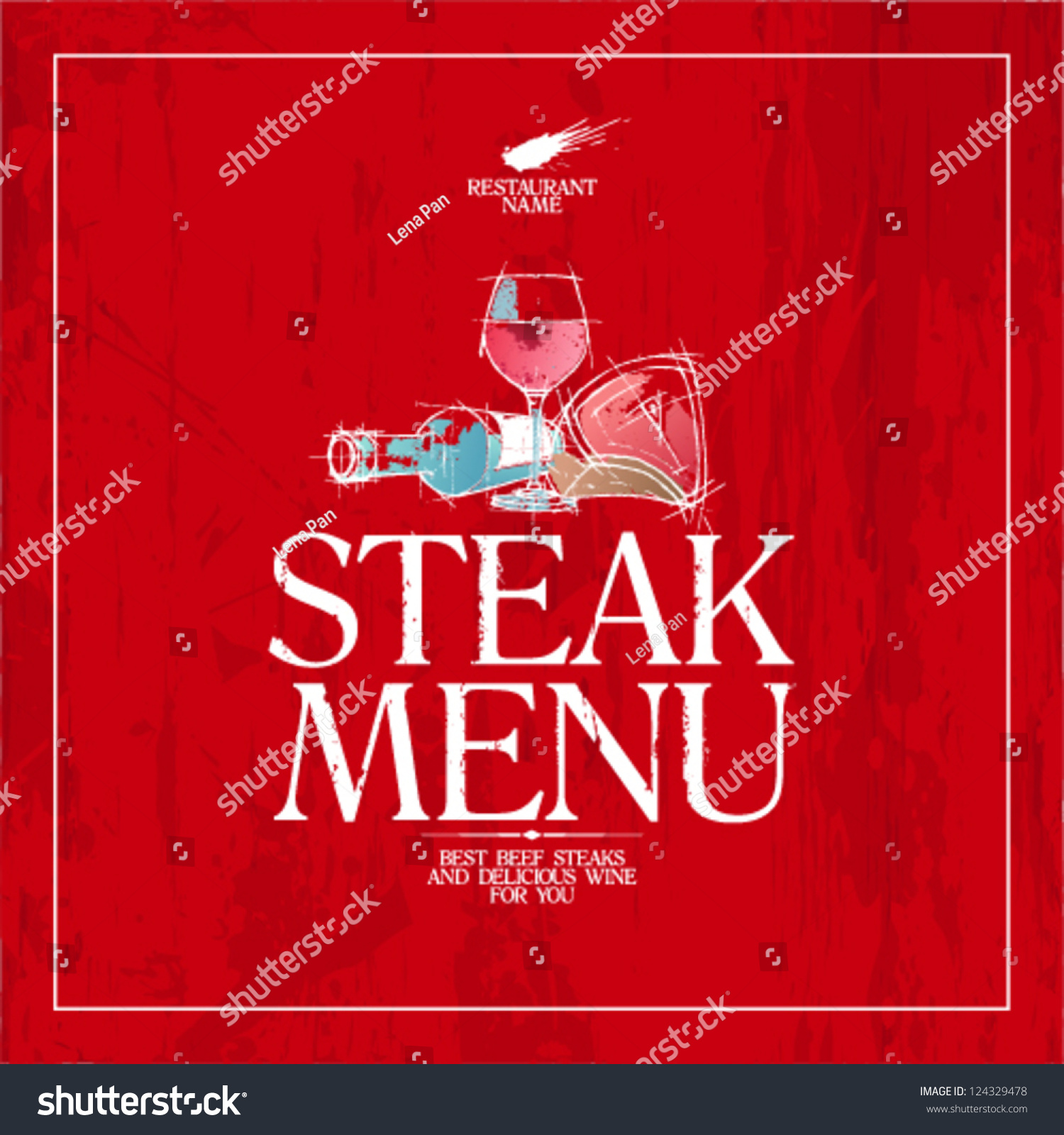 Steak Menu Card Design Template Stock Vector (Royalty Free) 124329478