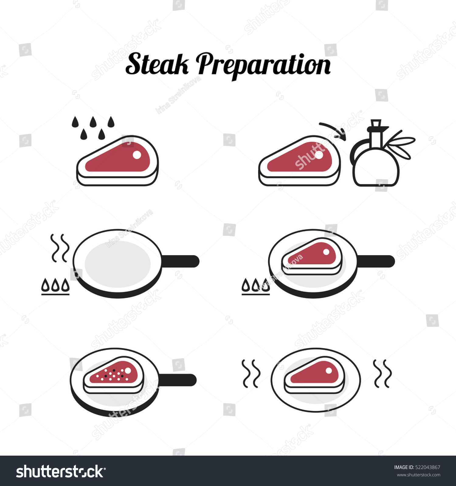Steak Preparation Instruction Cooking Infographic Elements Stock Vector ...