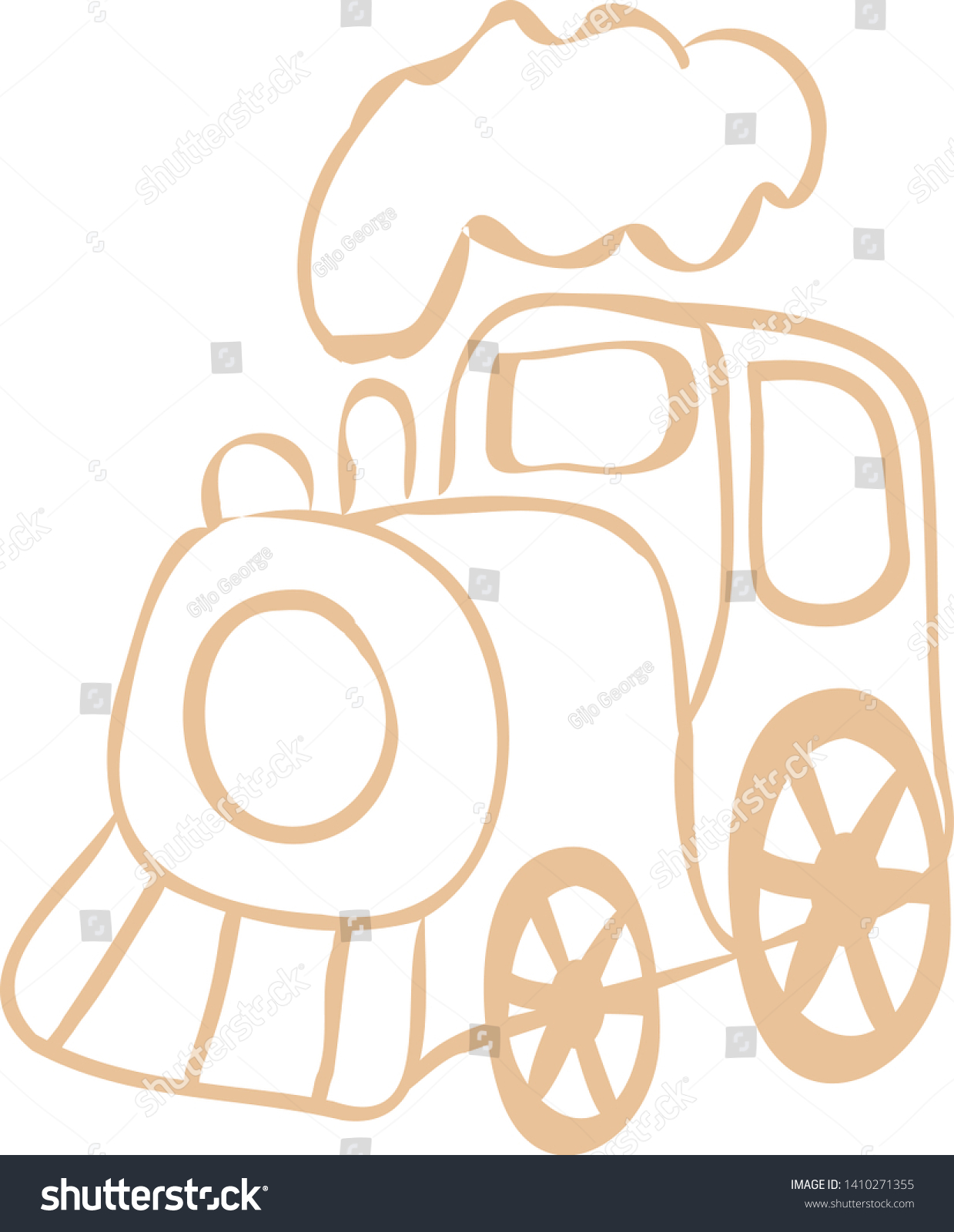 Steam Engine Drawing Kids Stuff Stock Vector (Royalty Free) 1410271355 ...