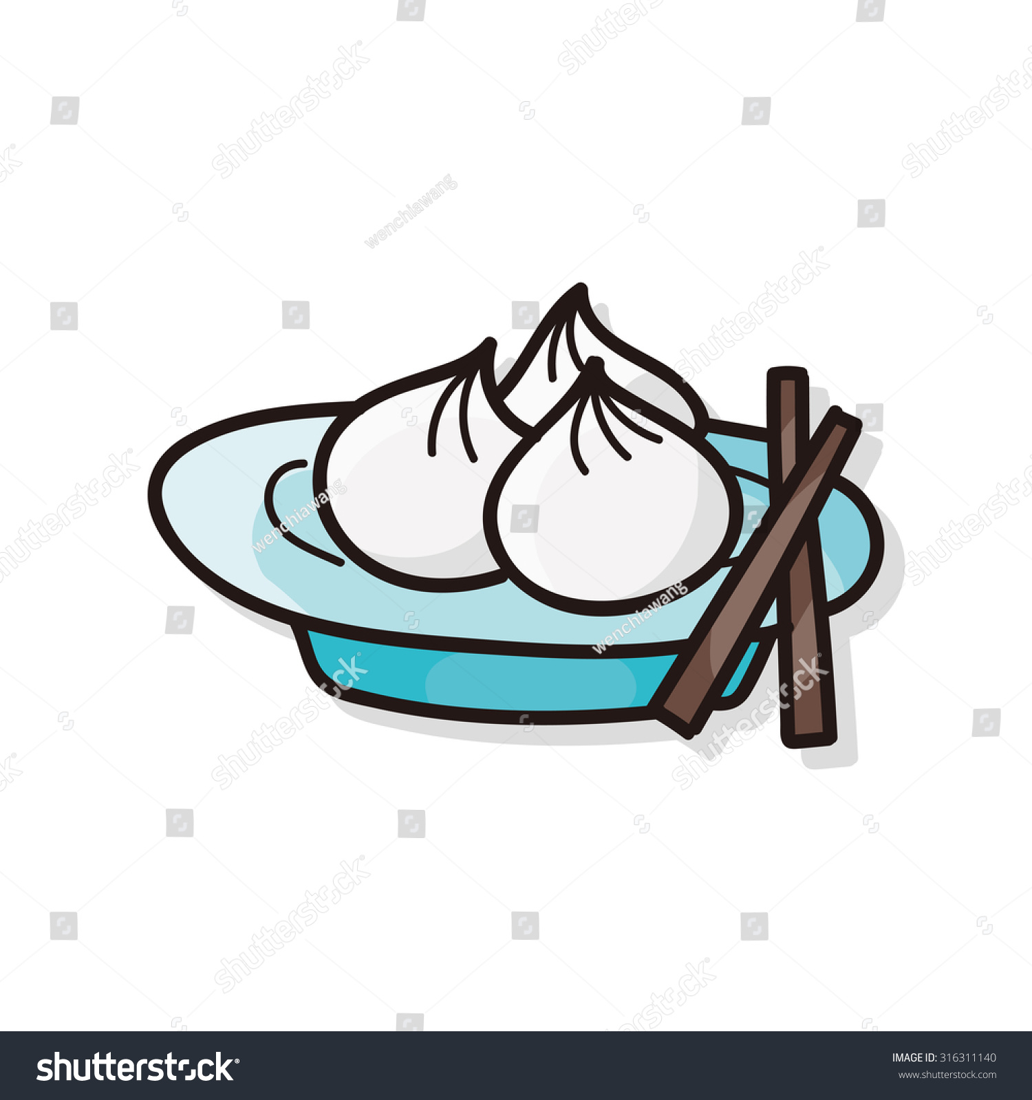 Steamed Buns Doodle Stock Vector (Royalty Free) 316311140 | Shutterstock