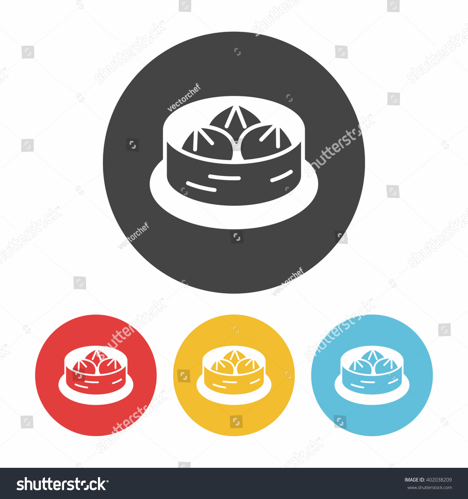 Steamed Stuffed Bun Icon Stock Vector (Royalty Free) 402038209 ...