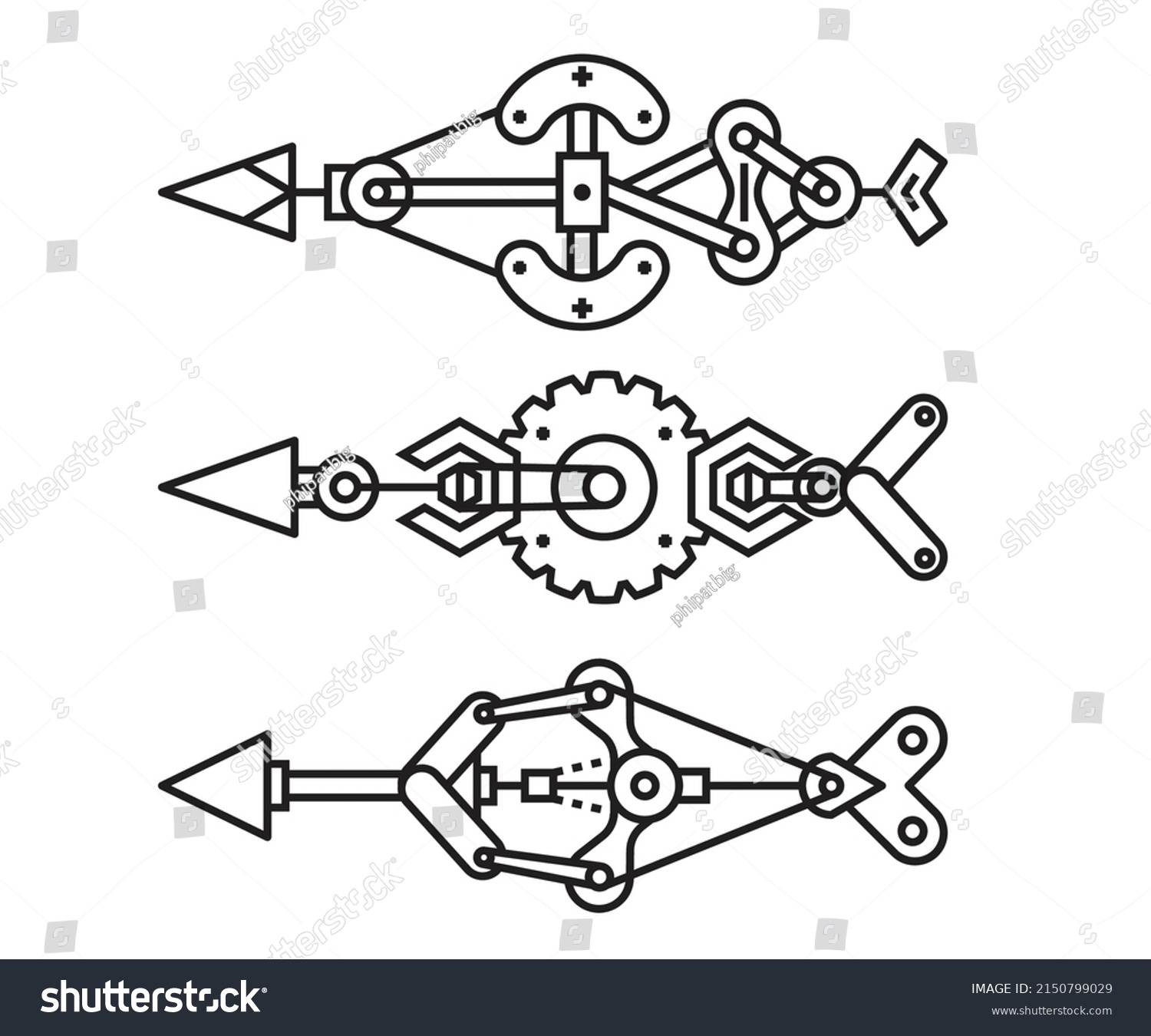 Steampunk Arrows Vector Illustration Set Stock Vector (Royalty Free ...