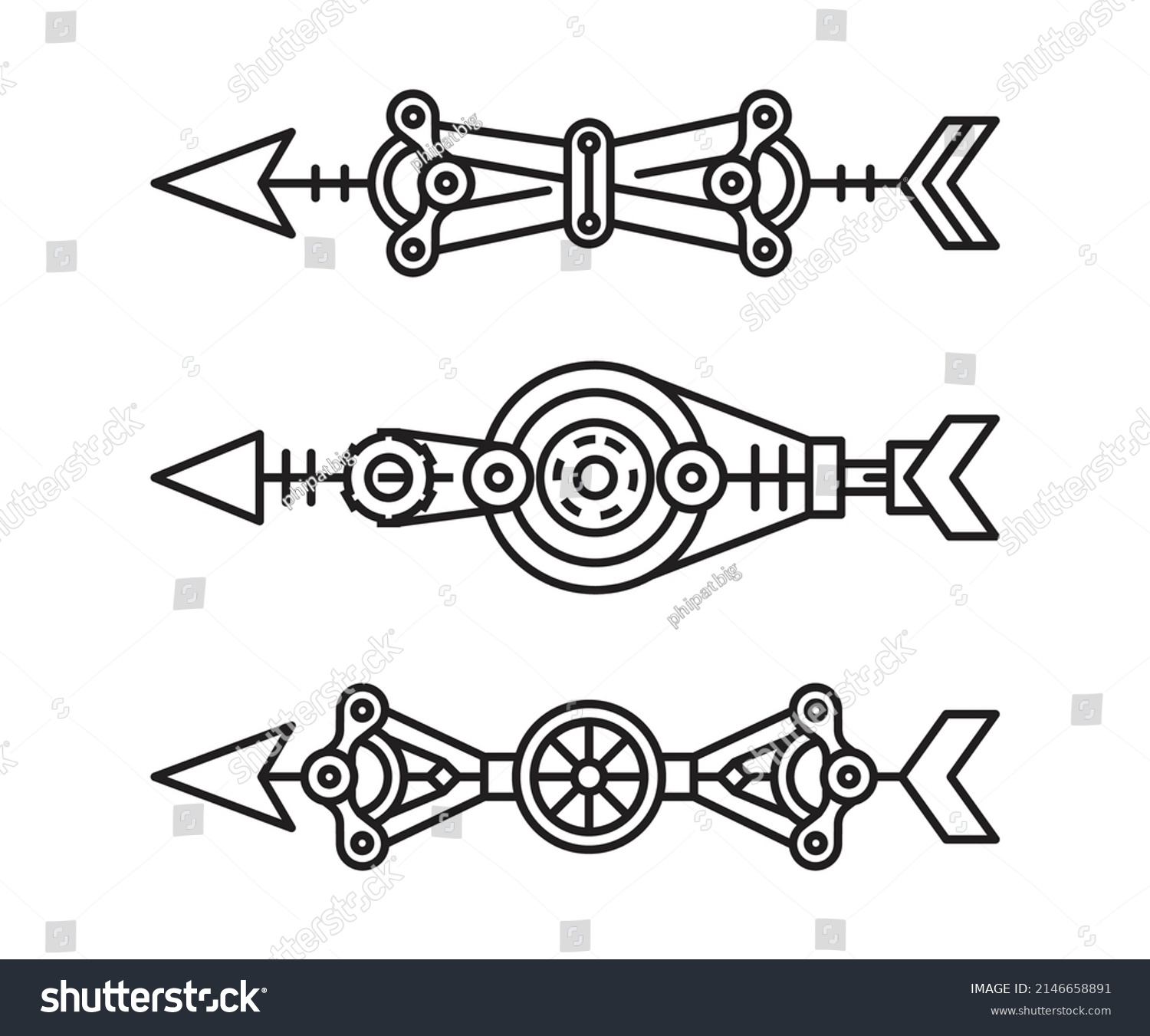 Steampunk Arrows Vector Line Illustration Stock Vector (Royalty Free ...